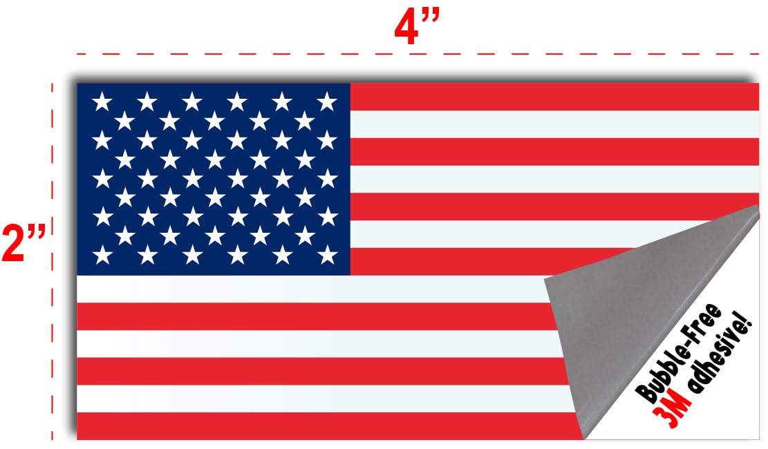 Decals by Haley 10 Pack American Flag Stickers - Made of 3M Vinyl - USA Patriotic Stickers - Bubble-Free Adhesive - Dishwasher Safe