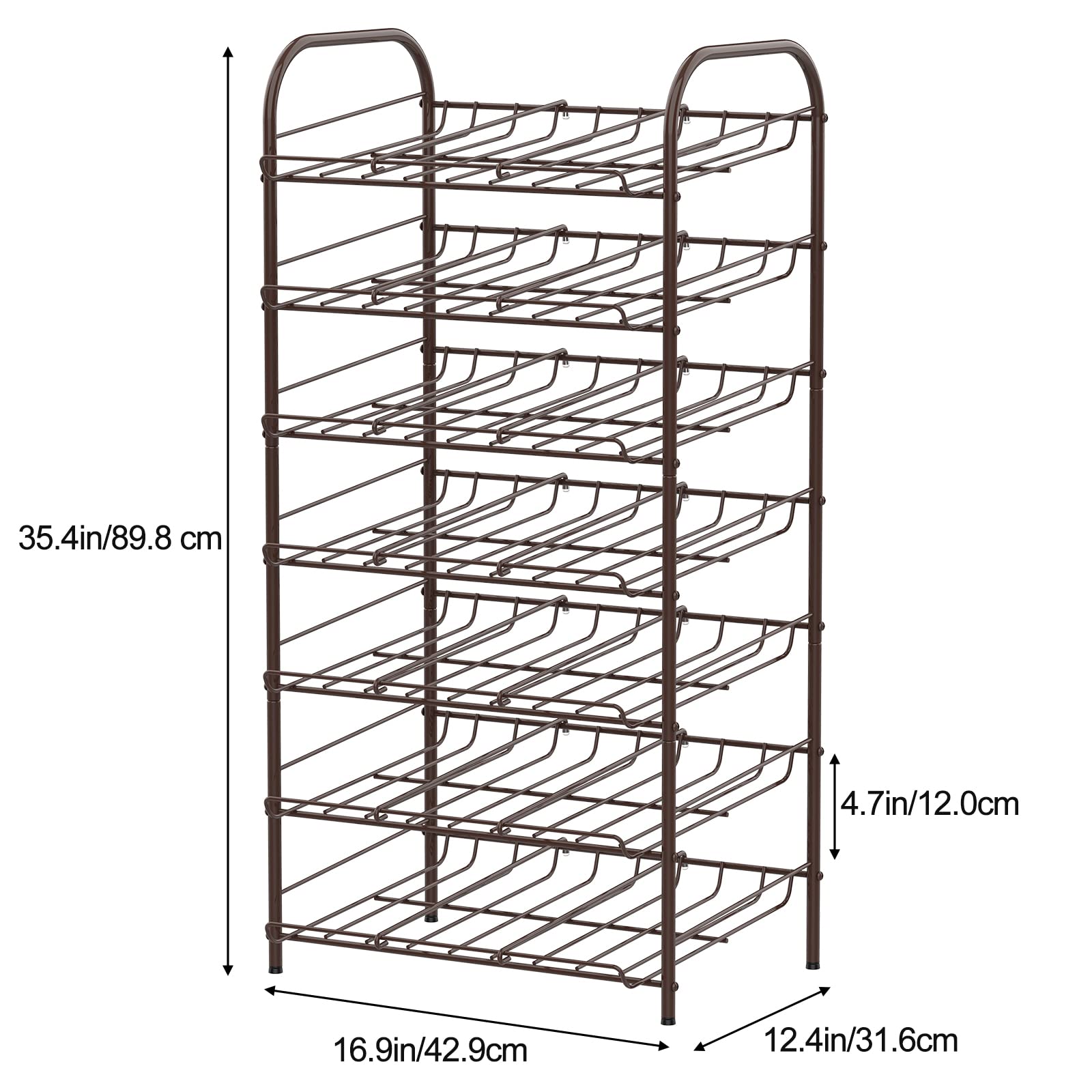 DOMYDEVM Can Rack Organizer 7-Tier Can Storage Organizer Free Standing Beverage Soda Can Storage Dispenser Holder for Kitchen Pantry, Bronze