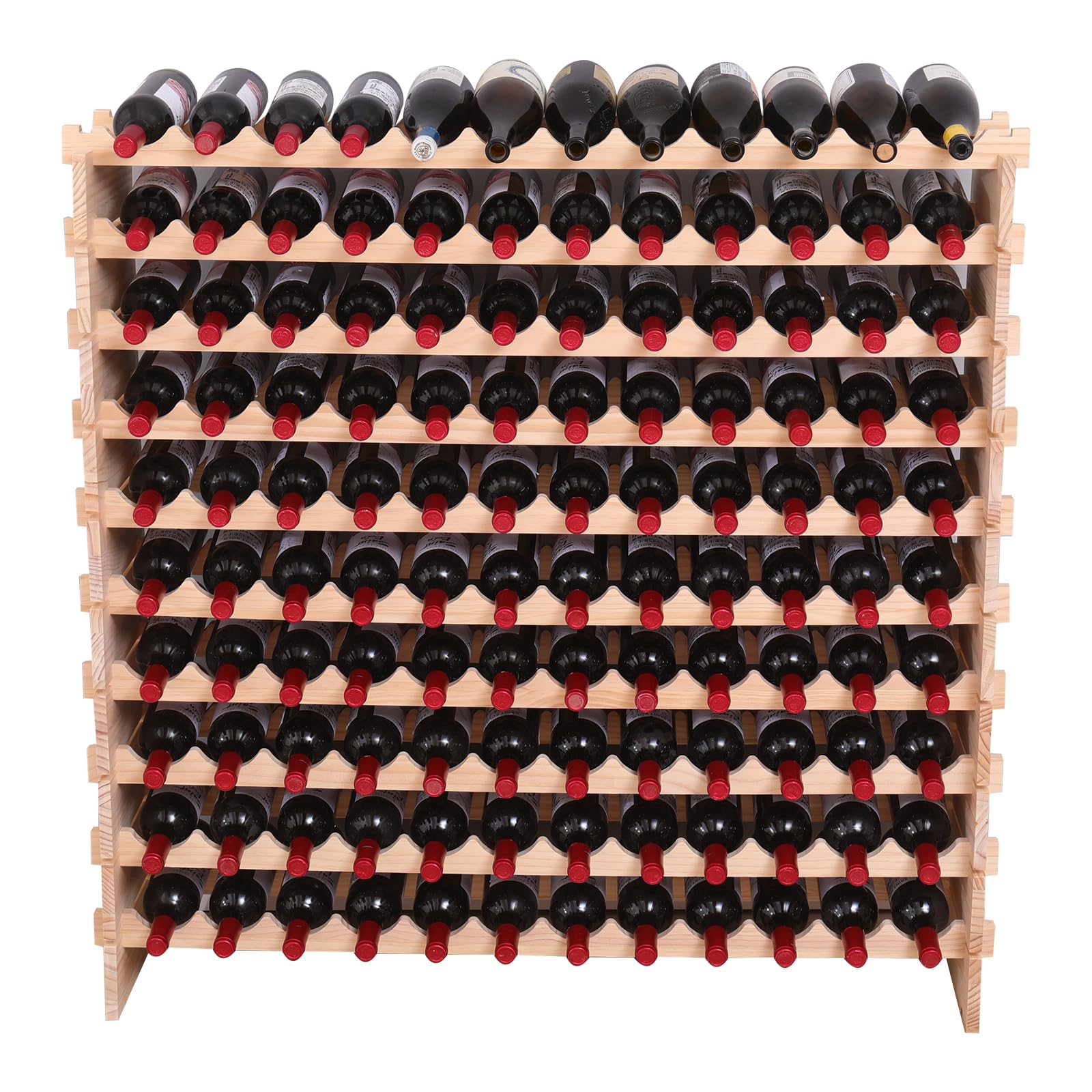 Wooden Stackable Storage Modular countertop Wine Rack Cabinet-Freestanding for Floor Wine Display Stand Holder (24 Bottles)