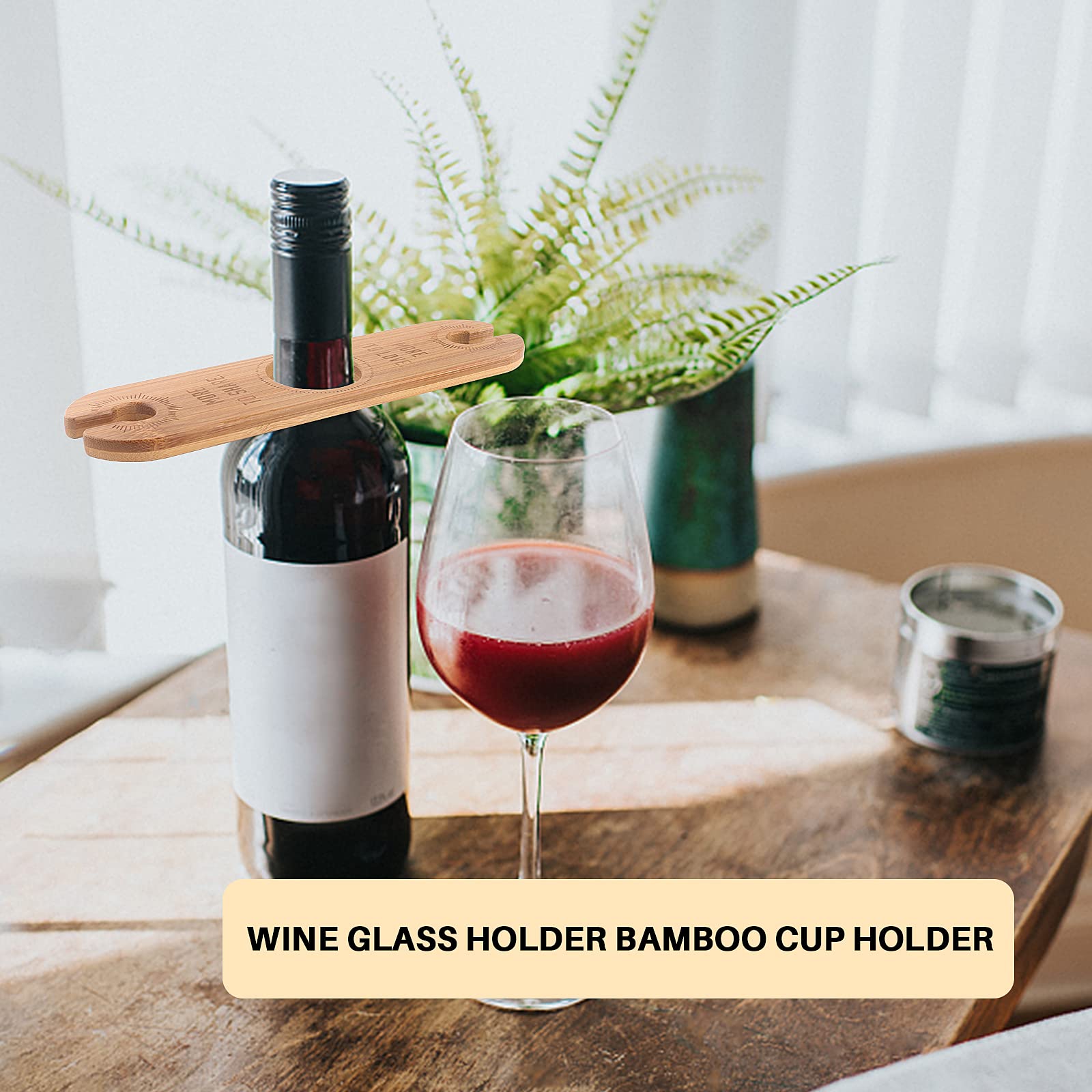 Wine Glass Holder,2PCS Portable Bamboo Cup Holder Wine Glass Rack Storage for Home Bar Outside Easy Carry Lightweight