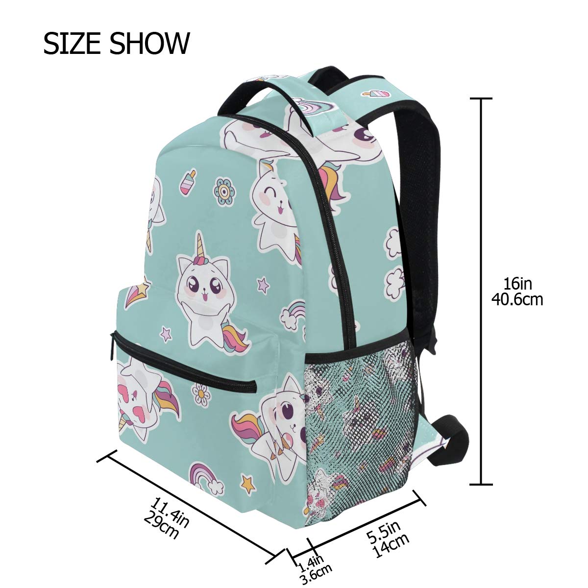 Cute Unicorn Cat Caticorn Backpack Girl Backpacks for School Elementary Cute Bookbags for Girls 3rd 4th 5th Grade