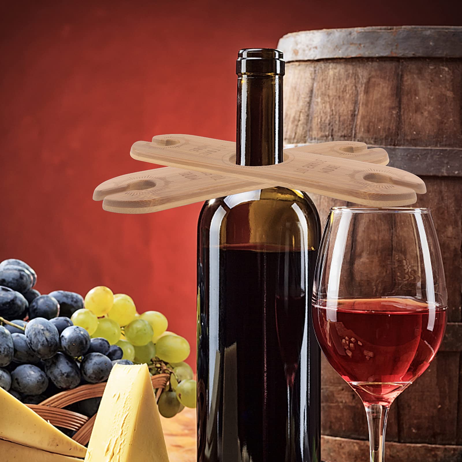 Wine Glass Holder,2PCS Portable Bamboo Cup Holder Wine Glass Rack Storage for Home Bar Outside Easy Carry Lightweight