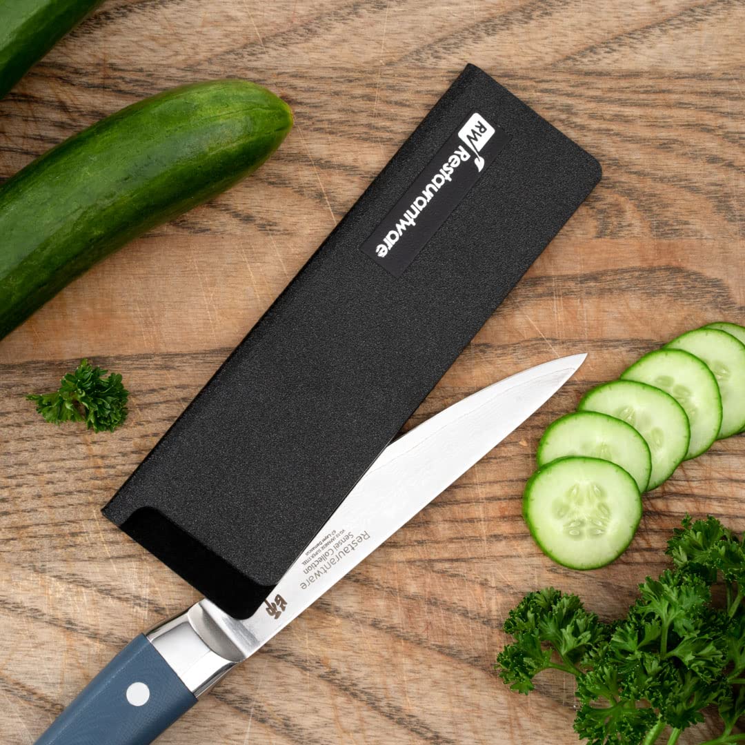 Sensei 6.5 x 2 Inch Knife Sleeve, 1 BPA-Free Knife Protector - Fits Utility Knife, Felt Lining, Black Plastic Knife Blade Guard, Durable, Cut-Proof - Restaurantware