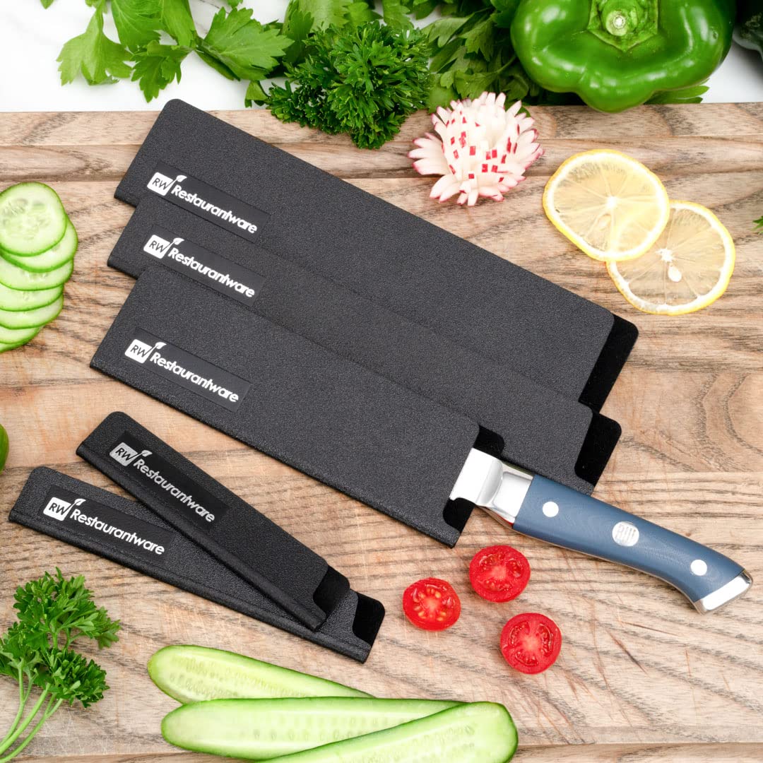 Sensei 6.5 x 2 Inch Knife Sleeve, 1 BPA-Free Knife Protector - Fits Utility Knife, Felt Lining, Black Plastic Knife Blade Guard, Durable, Cut-Proof - Restaurantware
