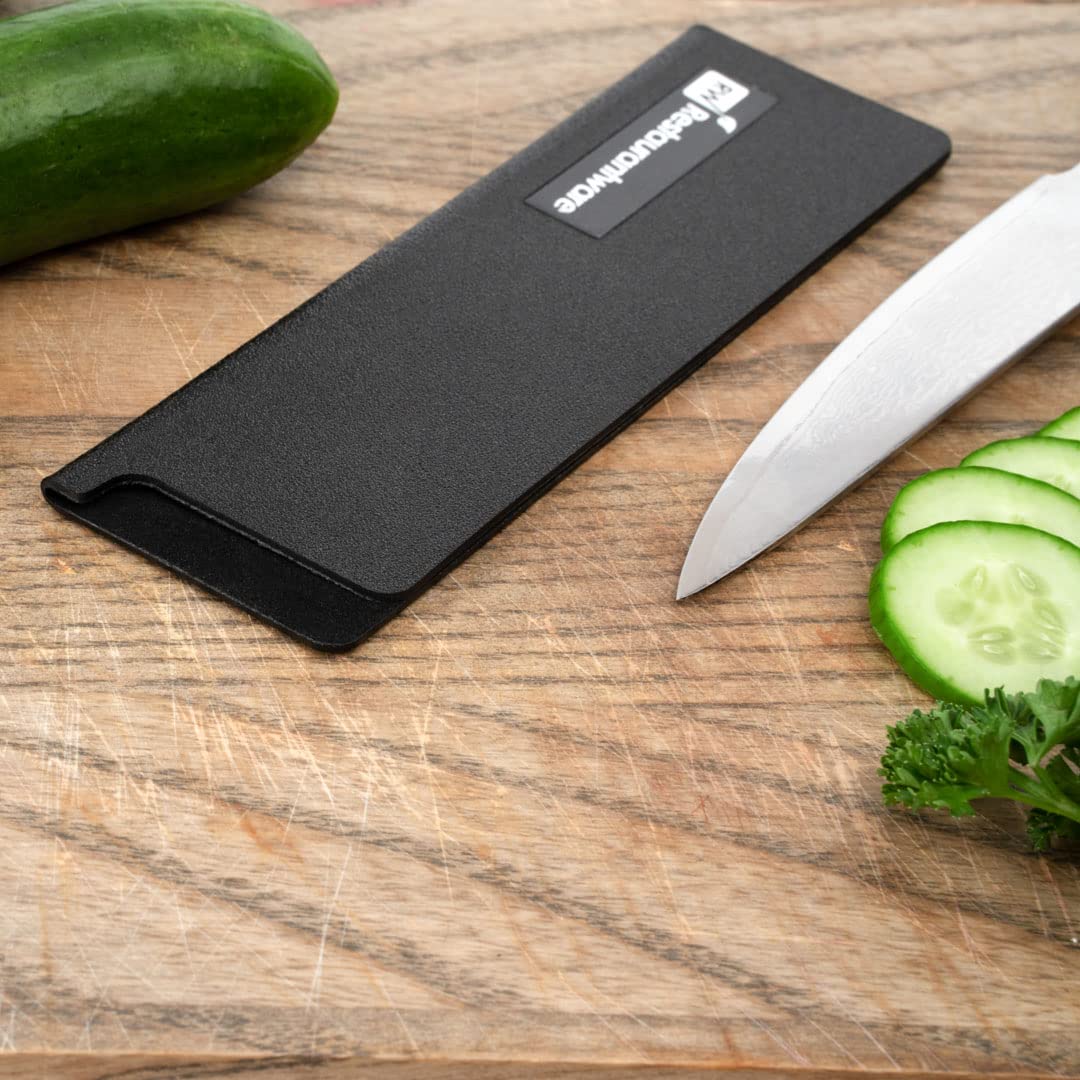 Sensei 6.5 x 2 Inch Knife Sleeve, 1 BPA-Free Knife Protector - Fits Utility Knife, Felt Lining, Black Plastic Knife Blade Guard, Durable, Cut-Proof - Restaurantware