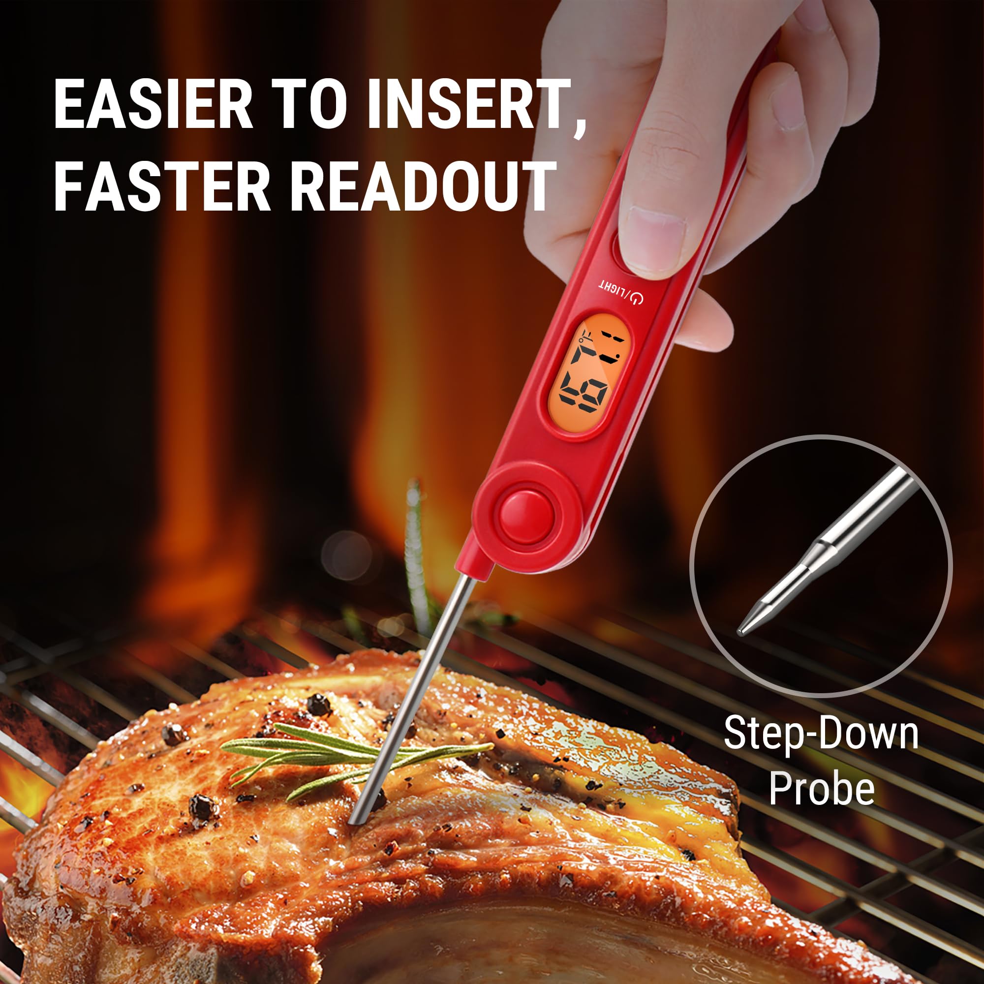 ThermoPro TP03 Digital Meat Thermometer for Cooking Kitchen Food Candy Instant Read Thermometer with Backlight and Magnet for Oil Deep Fry BBQ Grill Smoker Thermometer