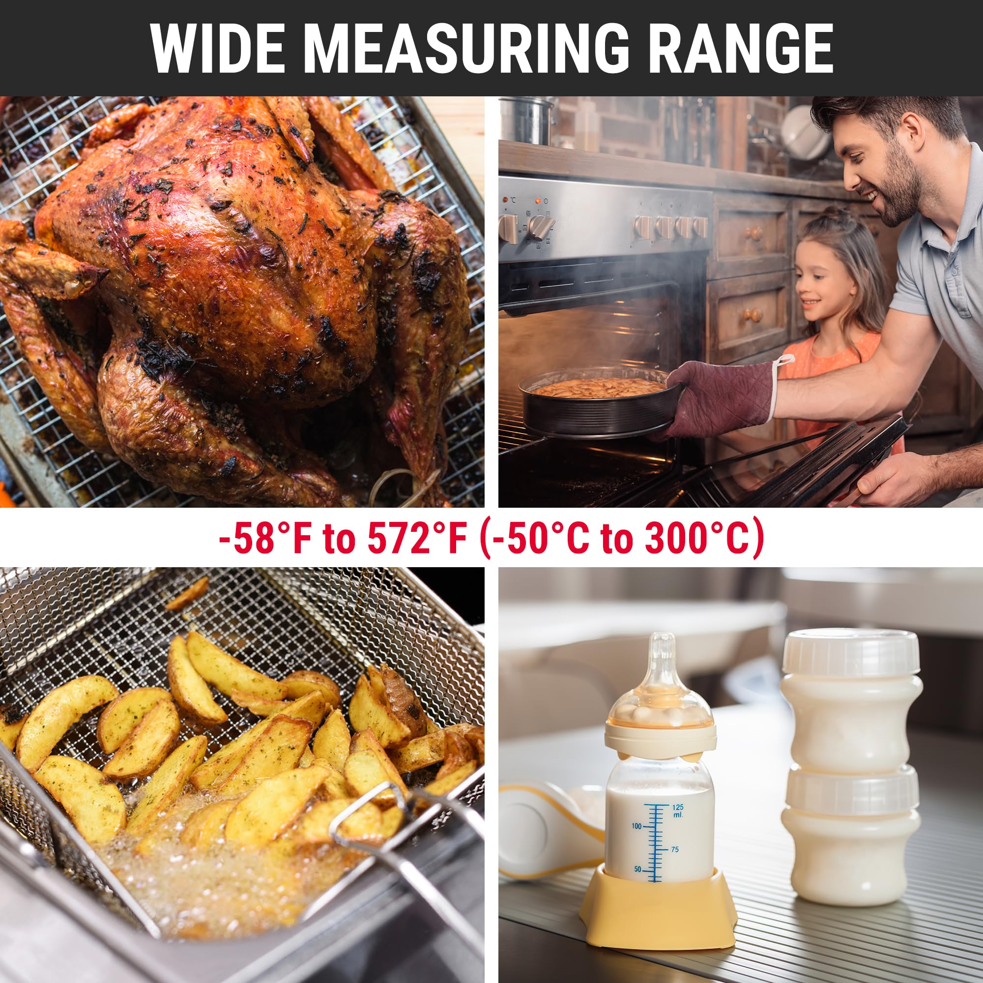 ThermoPro TP03 Digital Meat Thermometer for Cooking Kitchen Food Candy Instant Read Thermometer with Backlight and Magnet for Oil Deep Fry BBQ Grill Smoker Thermometer