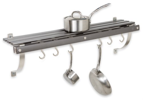 J.K. Adams 36-Inch-by-11-Inch Wall Mounted Pot Rack, 6 Hooks Included
