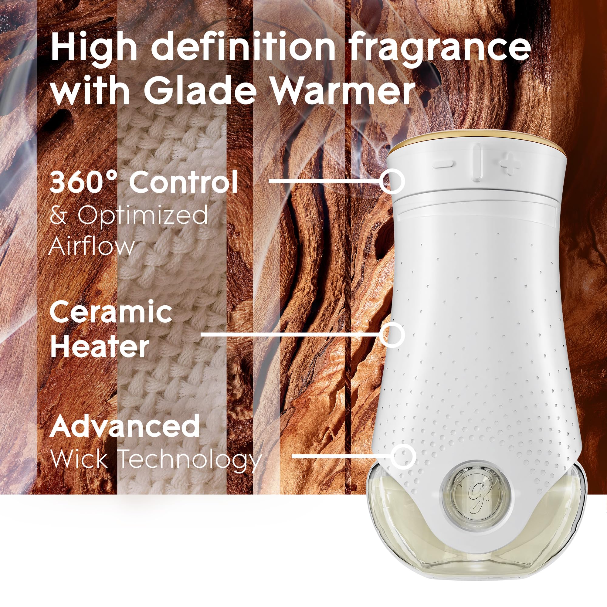 Glade PlugIns Refills Air Freshener Starter Kit, Scented Oil for Home and Bathroom, Cashmere Woods, 0.67 Fl Oz, 1 Warmer + 1 Refill