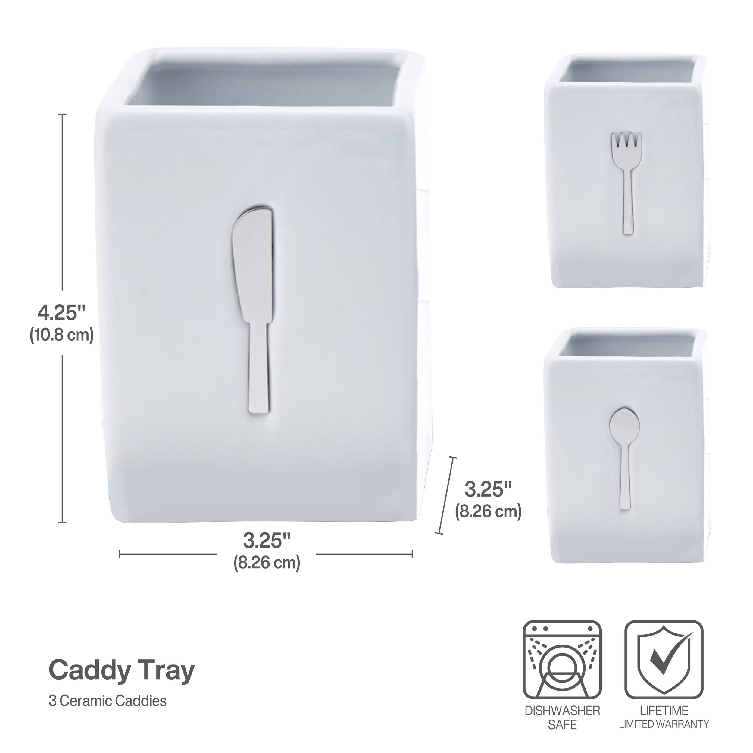 Towle Living 3-Piece Ceramic Caddy with Wood Tray