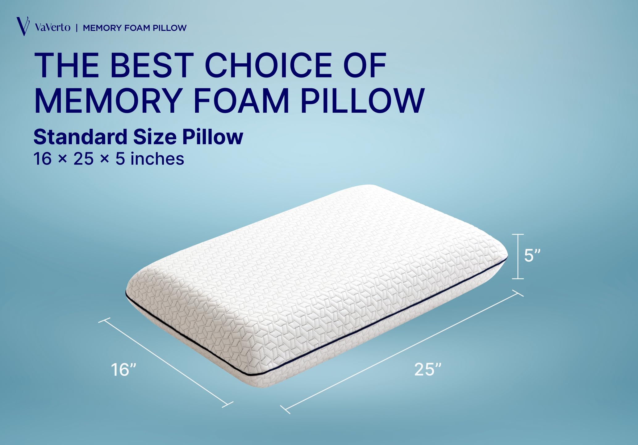 Vaverto Gel Memory Foam Pillow - Queen Size - Ventilated, Premium Bed Pillow with Washable and Bamboo Pillow Cover, Cooling, Orthopedic Sleeping, Side and Back Sleepers - College Dorm Room Essentials