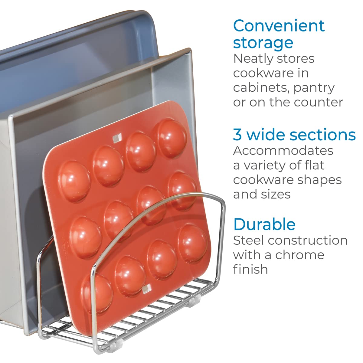 iDesign Classico Kitchen Cookware Organizer for Cutting Boards and Cookie/Baking Sheets - Chrome 8.5" x 10" x 5.75"