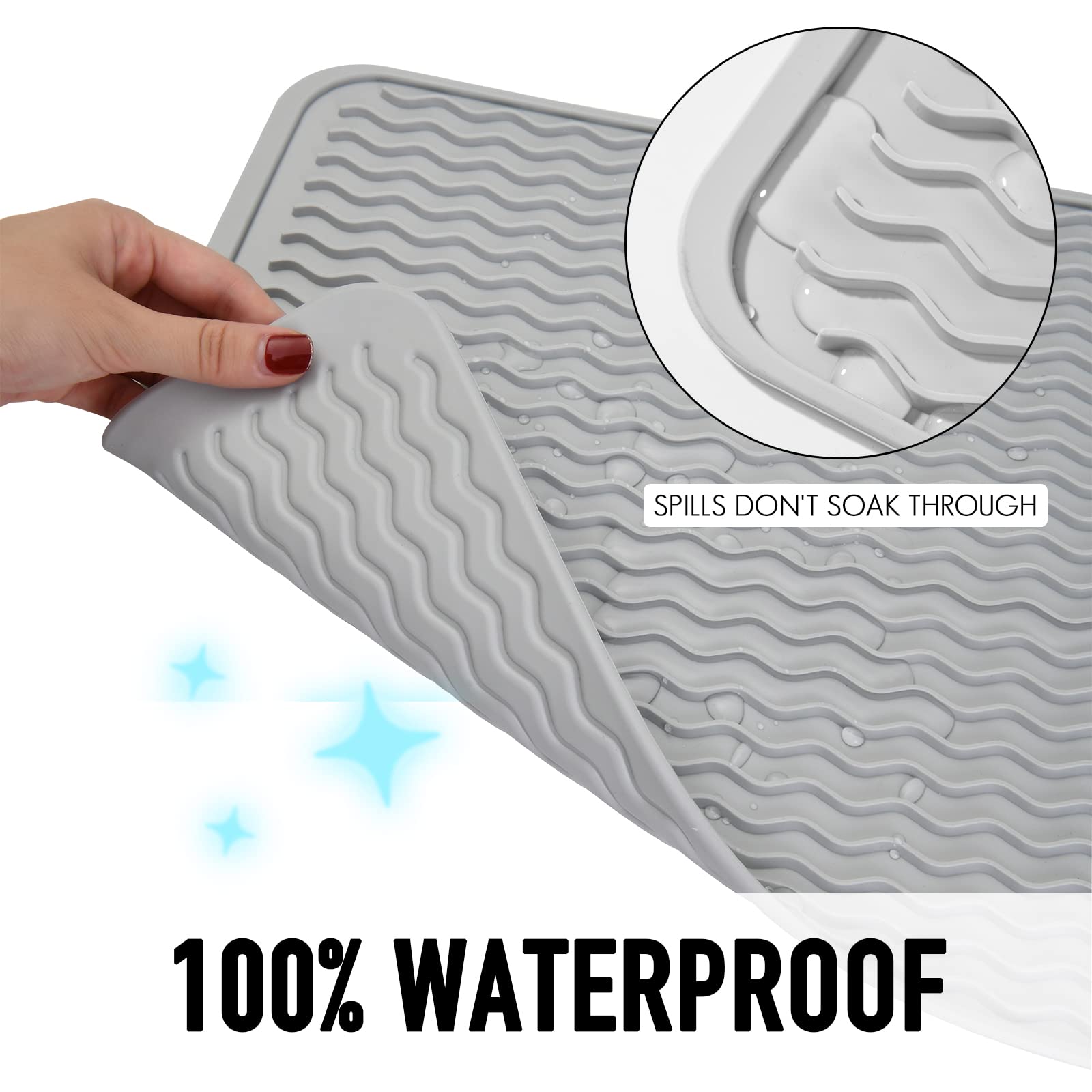 Kitchen Refrigerator Shelf Liners Non Adhesive 12x16 inch , Non Slip Drawer Cabinet Liner for Shelves , Fridge Mats Waterproof Washable 2 Pack