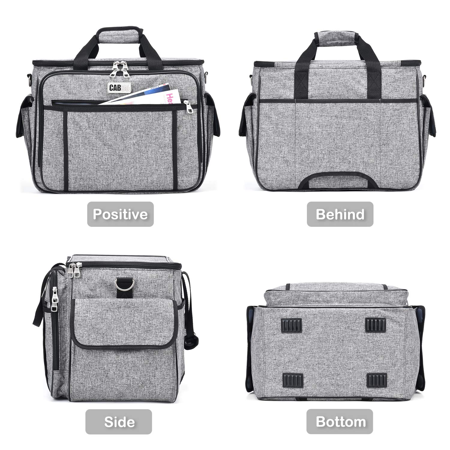 Sewing Machine Case, CAB55 Sewing Machine Carrying Bag with Removable Padding Pad, Tote Bag for Sewing Machine and Extra Sewing Accessories, Gray(17"x13"x14")