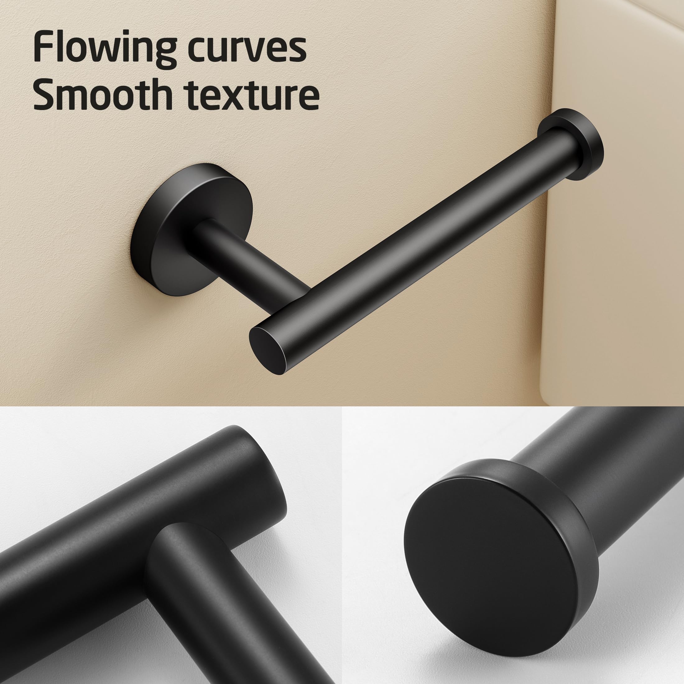 KES Black Toilet Paper Holder, Bathroom Tissue Holder Paper Roll SUS 304 Stainless Steel Wall Mount Matte Black, A2175S12-BK