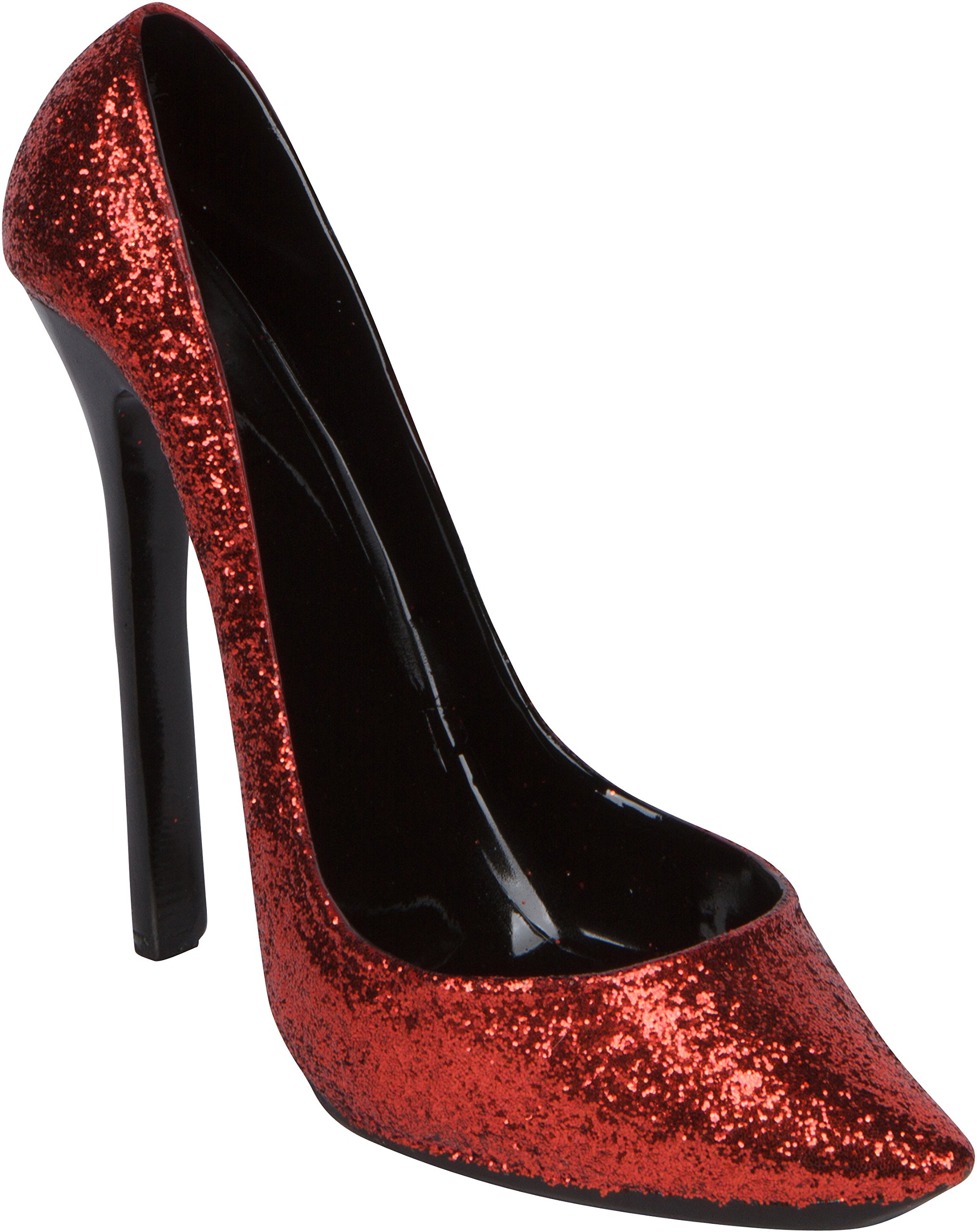 Hilarious Home 8.5" x 7"H High Heel Wine Bottle Holder - Stylish Conversation Starter Wine Rack (Red Glitter)