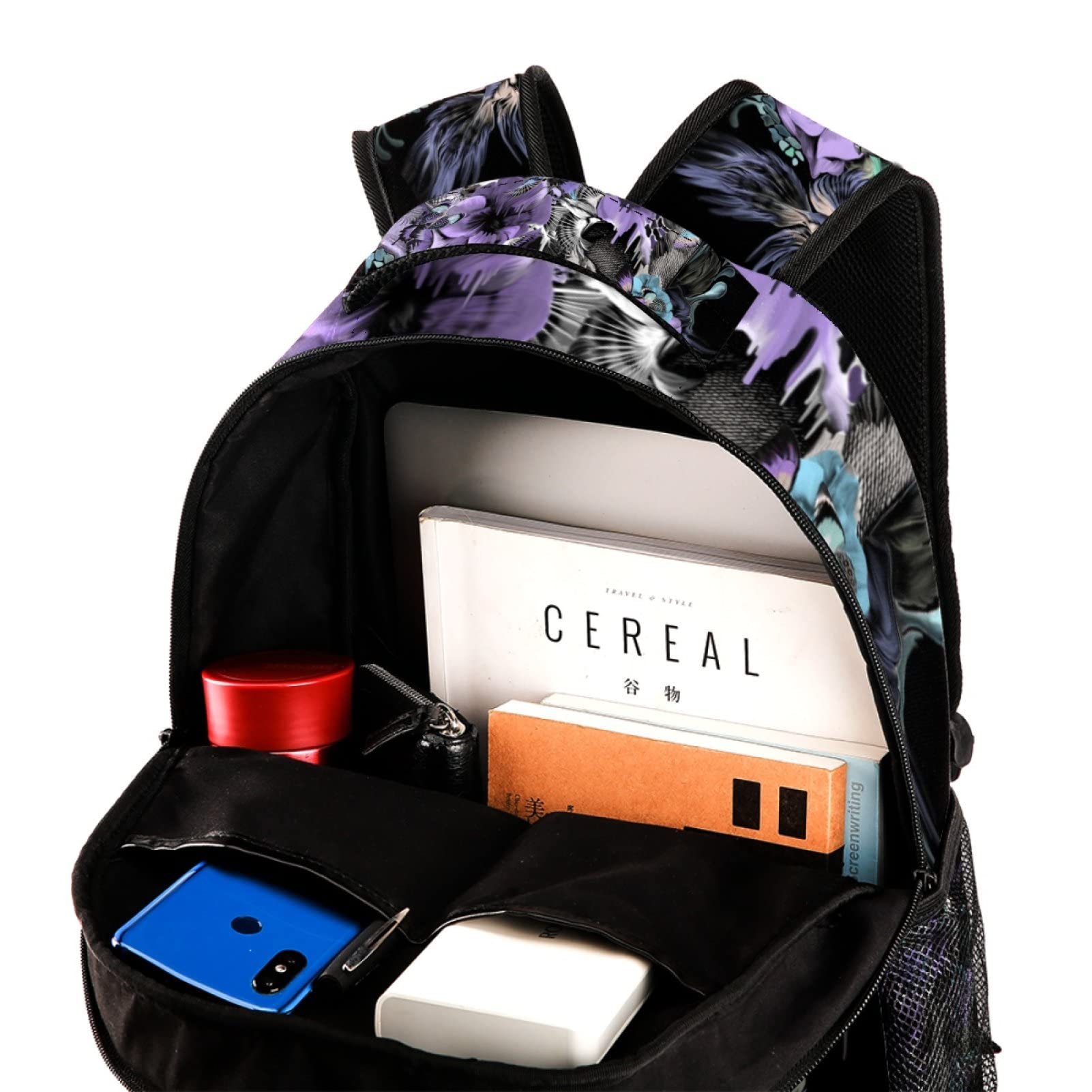 School Backpacks Skull Birds Purple School Bags For Boys Girls Lightweight Travel Rucksack Casual Daypack