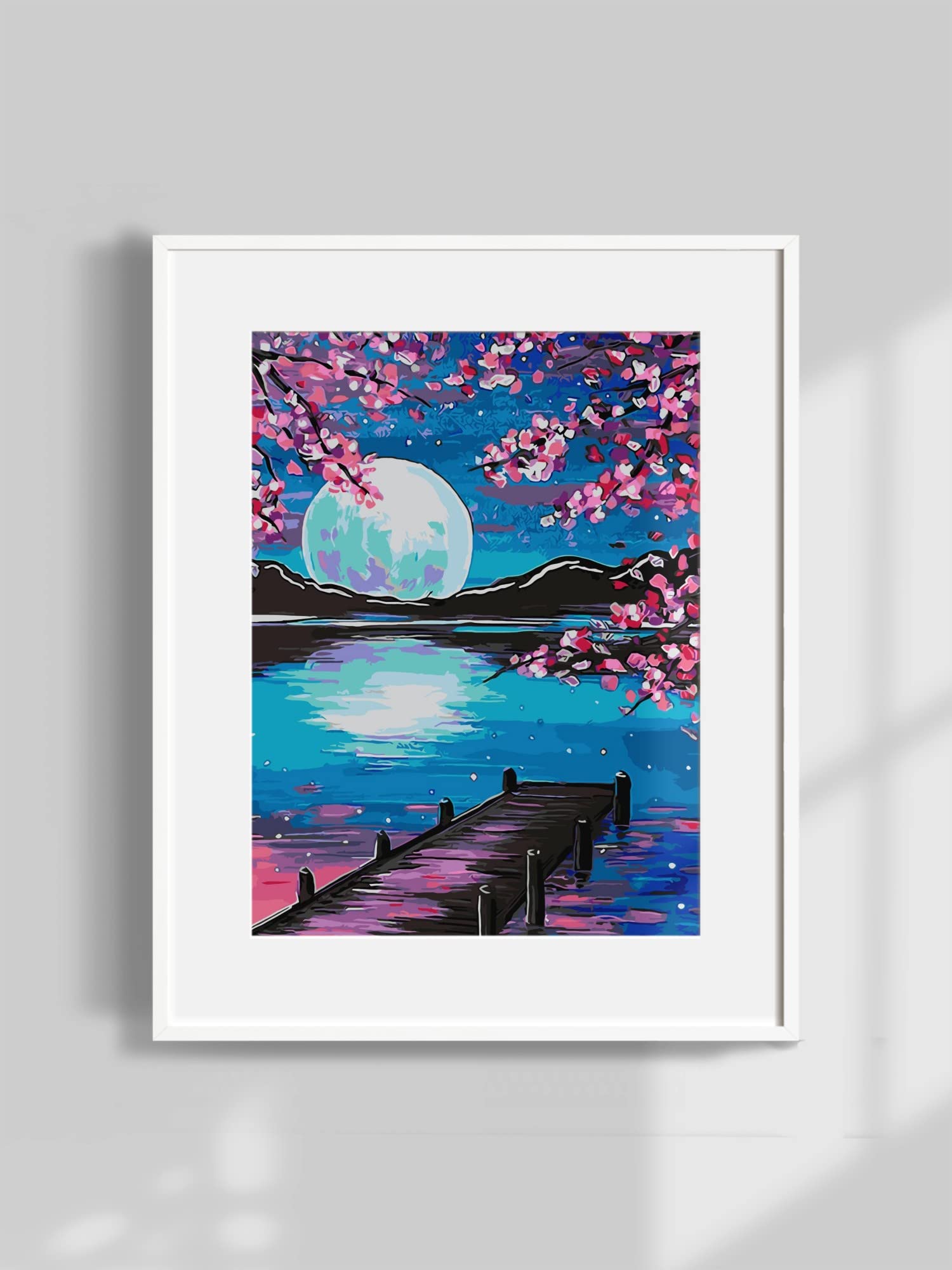 SYNHOK Paint by Numbers for Adults and Kids Beginner, DIY Acrylic Painting Kit for Room Decor,Ideal gift16*20inch,Without Frame,Moon Night