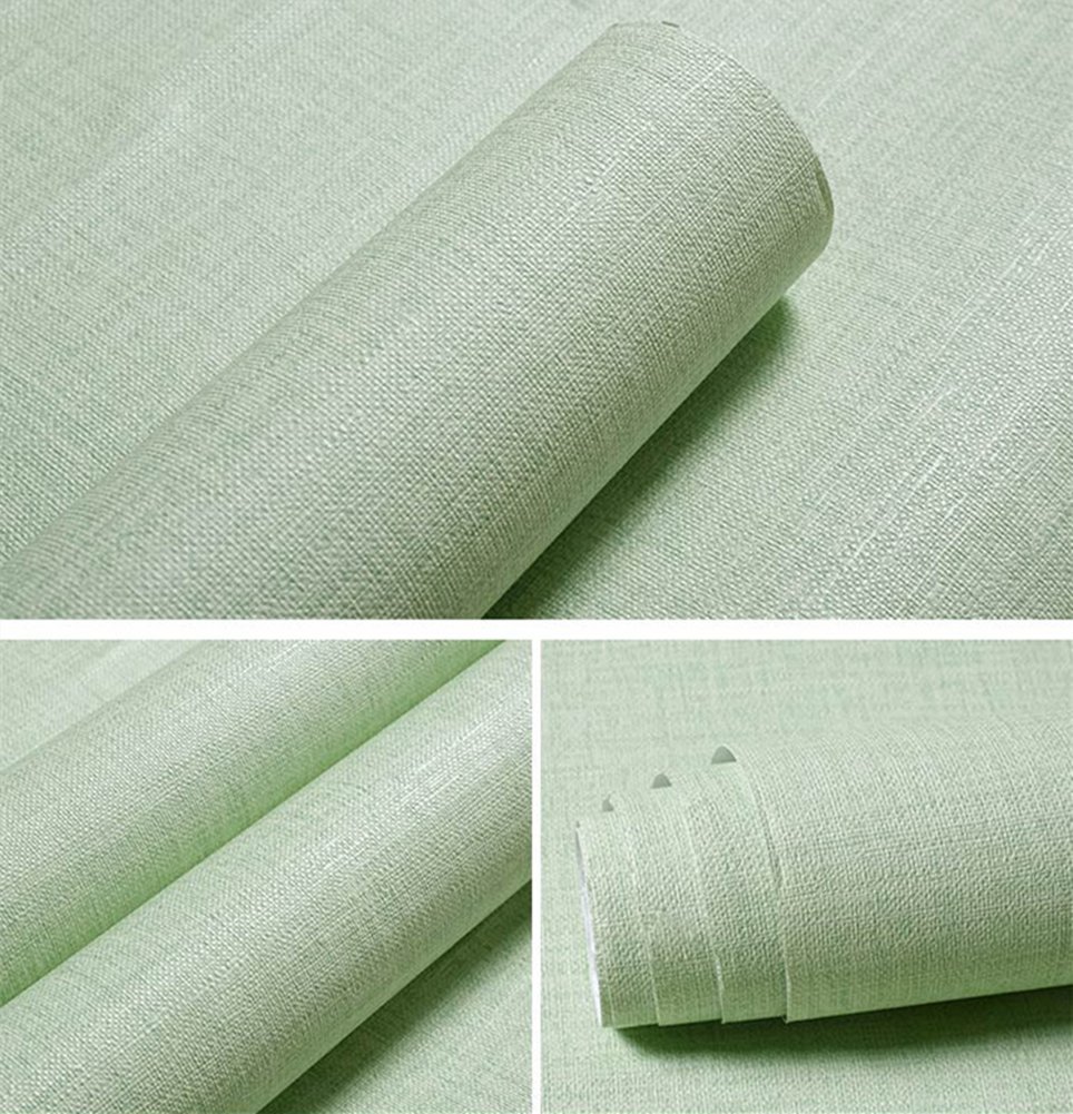 Yija Self-Adhesive Linen Green Pattern Waterproof Shelf Drawer Liner Cabinet Sticker,Wallpaper 15.6Inch by 98Inch
