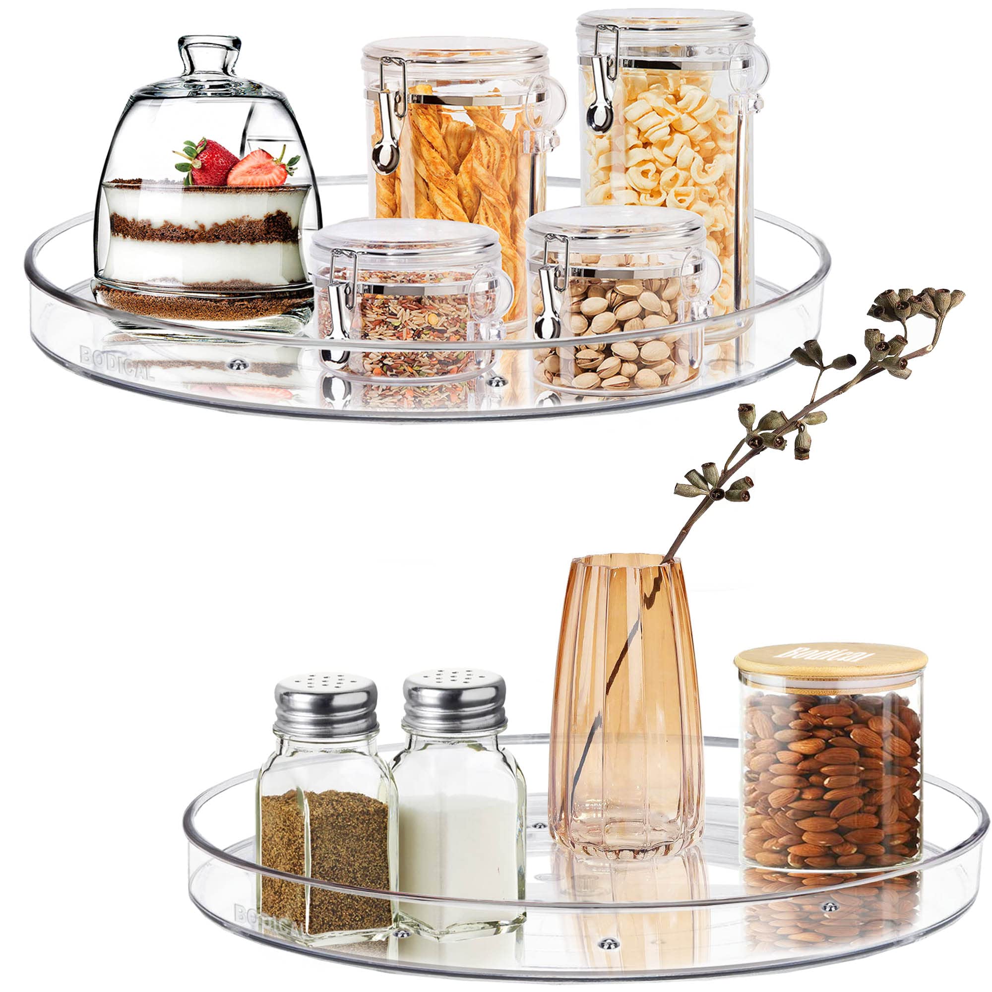 4 Pack Lazy Susan Organizer, Set of 2 for 10.6inch / 9.25inch Clear Lazy Susan Turntable for Cabinet