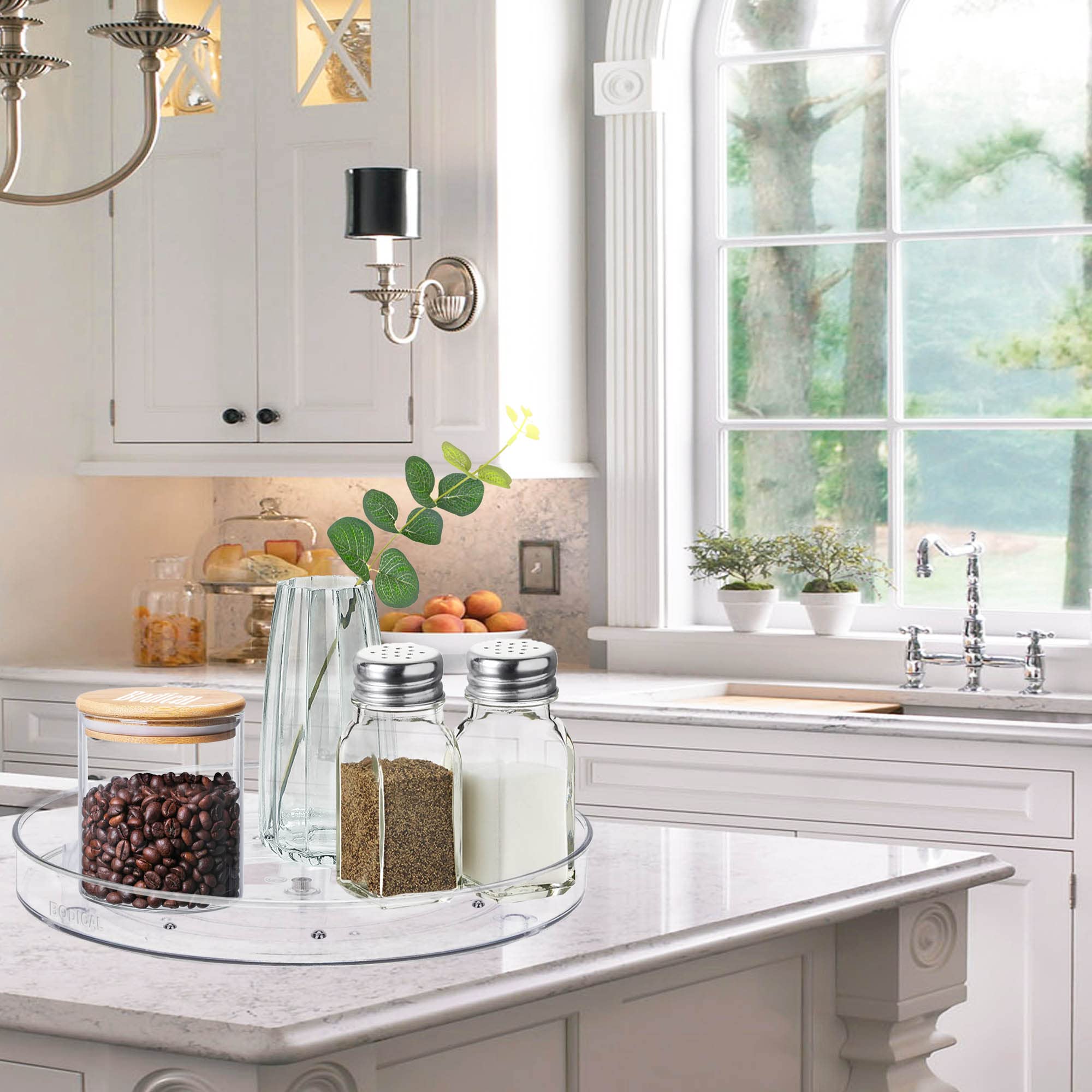 4 Pack Lazy Susan Organizer, Set of 2 for 10.6inch / 9.25inch Clear Lazy Susan Turntable for Cabinet