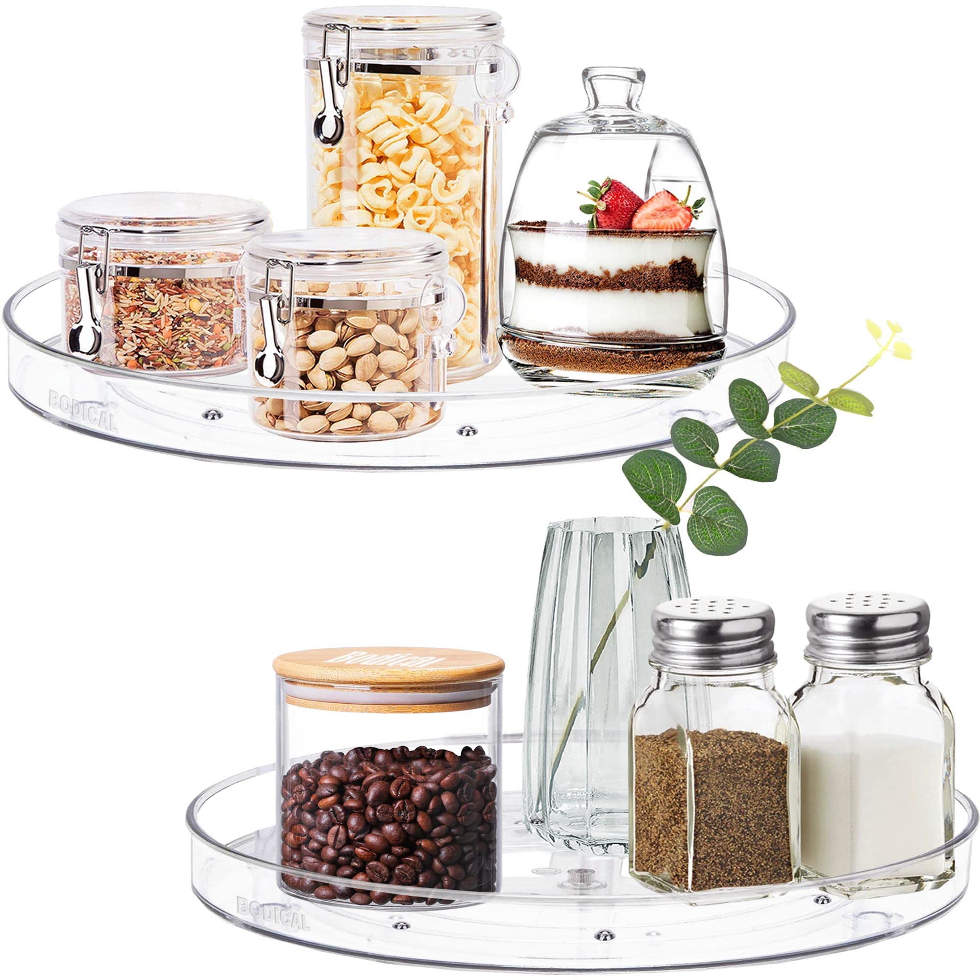 4 Pack Lazy Susan Organizer, Set of 2 for 10.6inch / 9.25inch Clear Lazy Susan Turntable for Cabinet