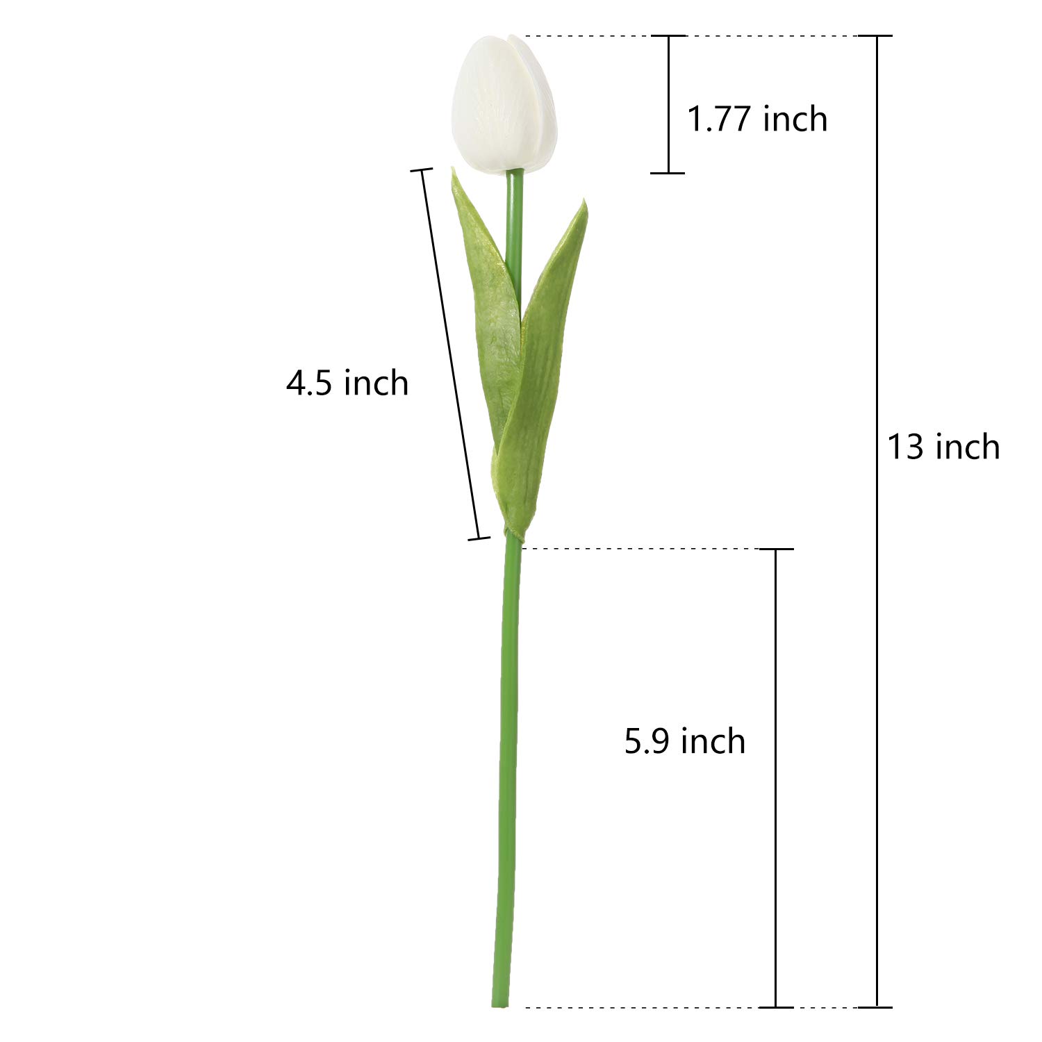 EZFLOWERY 10 Heads Artificial Tulips Flowers Real Touch Arrangement Bouquet for Home Room Office Party Wedding Decoration, Excellent Gift Idea for Mothers Day (10, White)