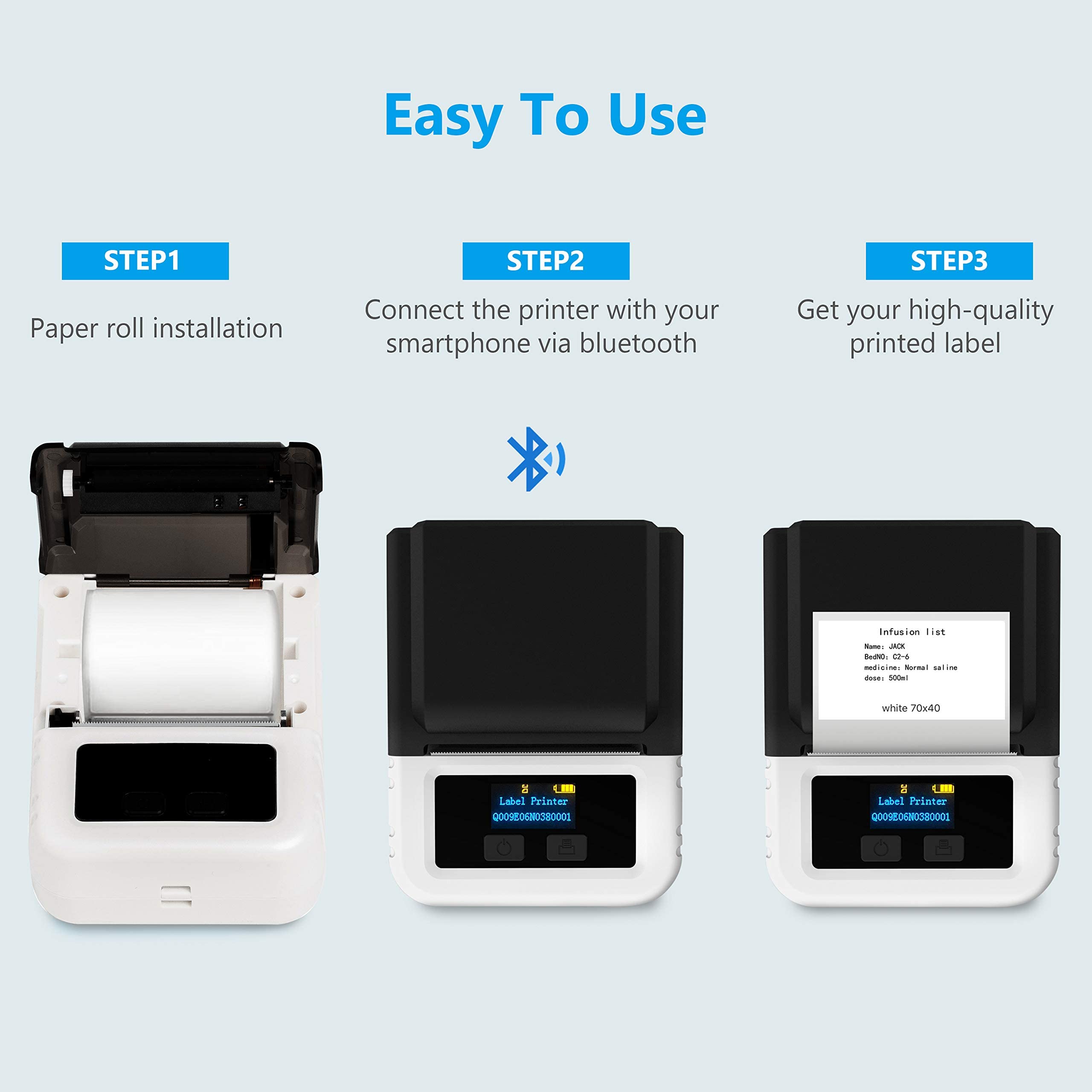 Mini Bluetooth Thermal Label Maker with Multi-Purpose Square Self-Adhesive Label