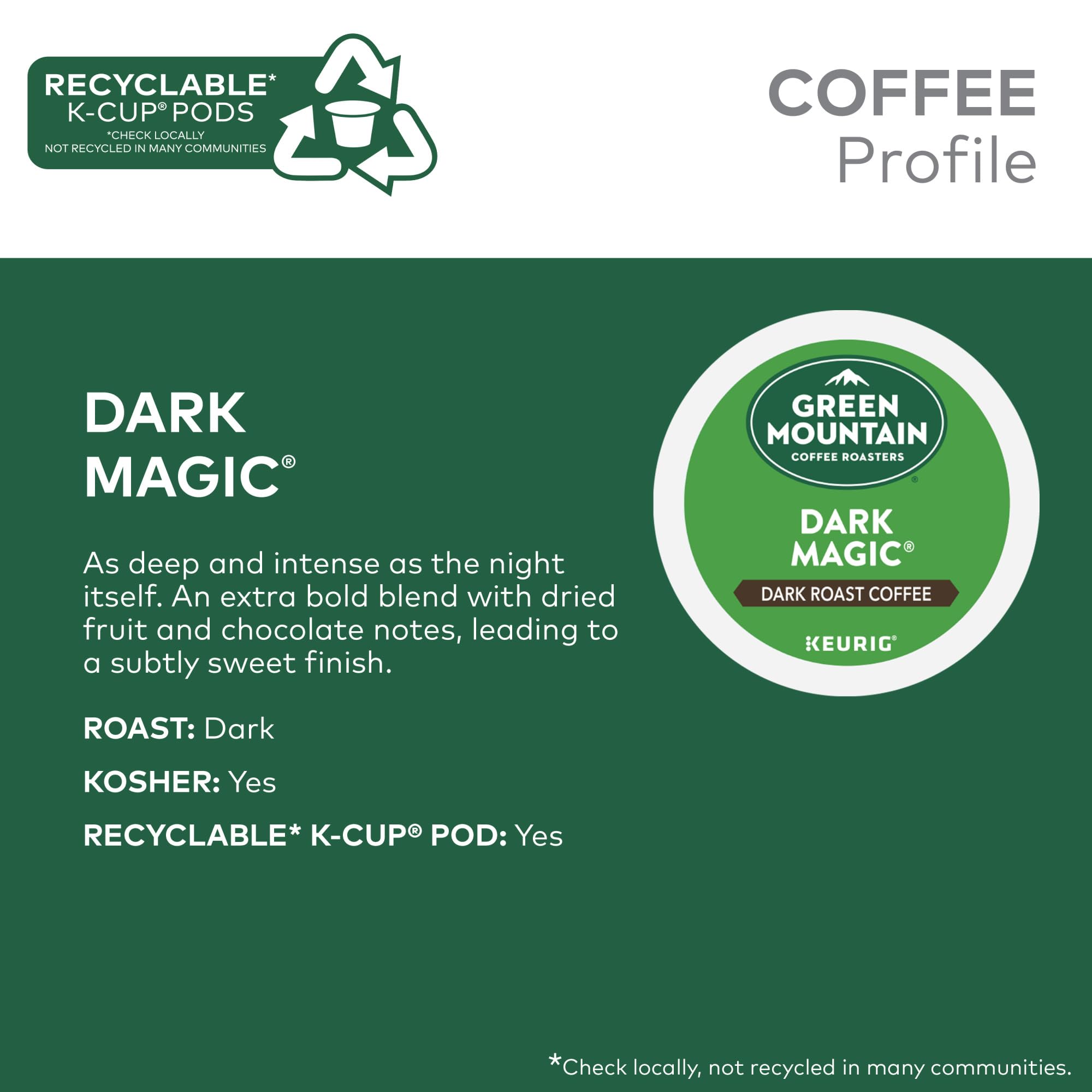 Green Mountain Coffee Roaster Dark Magic Keurig Single-Serve K-Cup Pods, Dark Roast Coffee, 32 Count