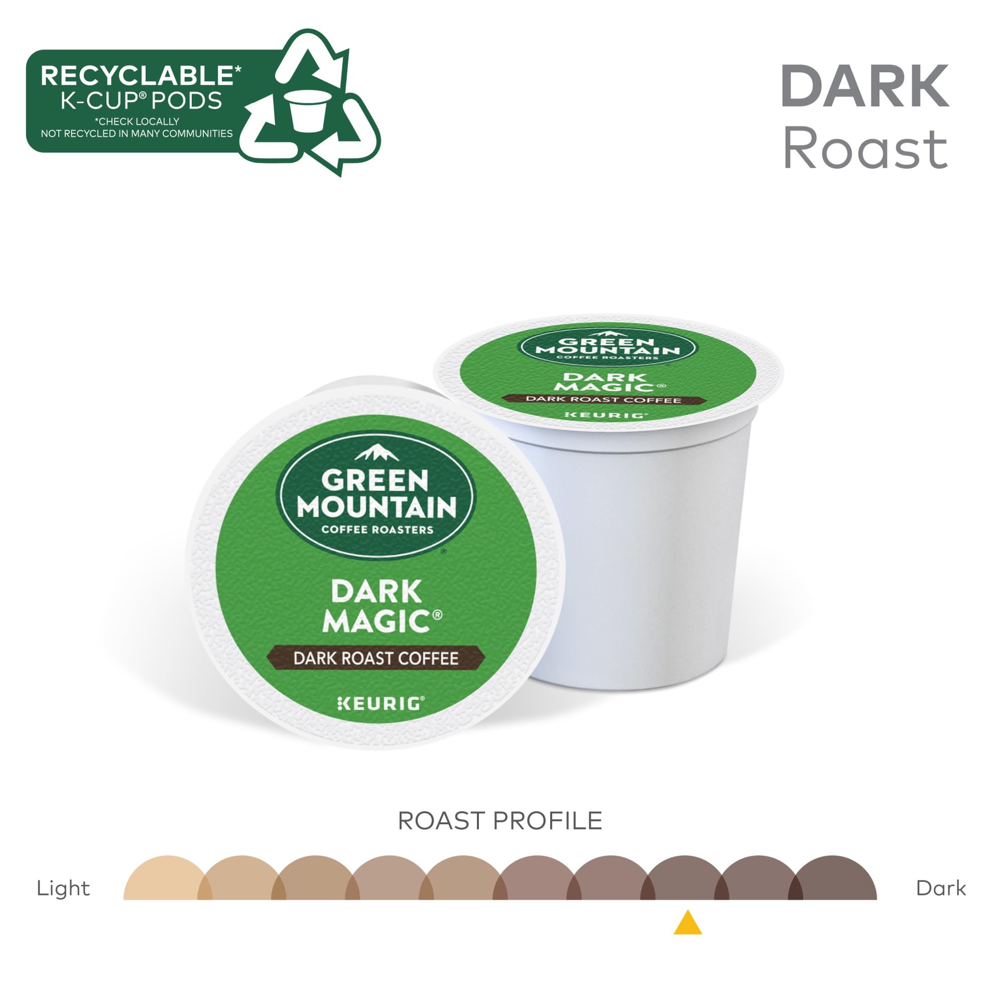 Green Mountain Coffee Roaster Dark Magic Keurig Single-Serve K-Cup Pods, Dark Roast Coffee, 32 Count