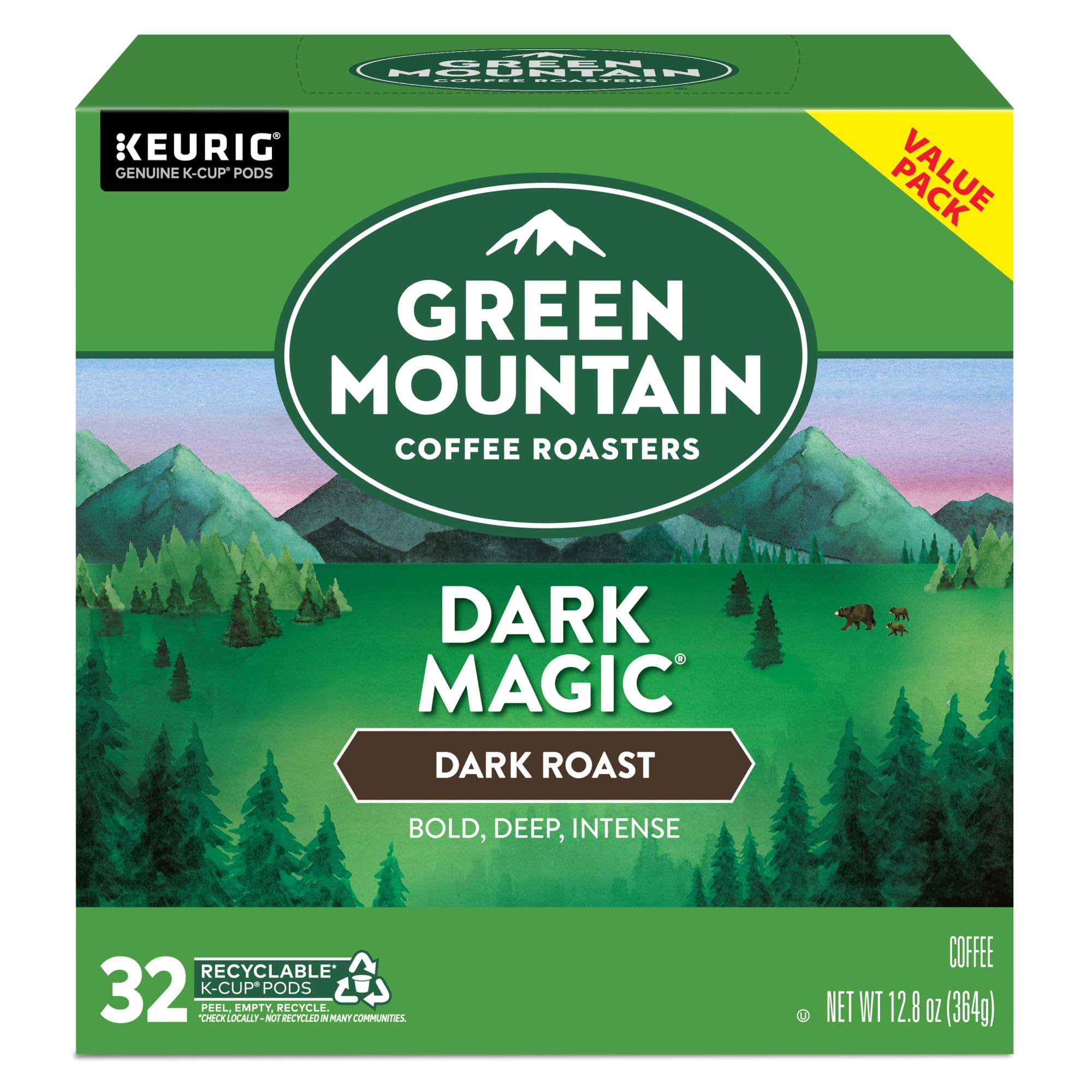 Green Mountain Coffee Roaster Dark Magic Keurig Single-Serve K-Cup Pods, Dark Roast Coffee, 32 Count