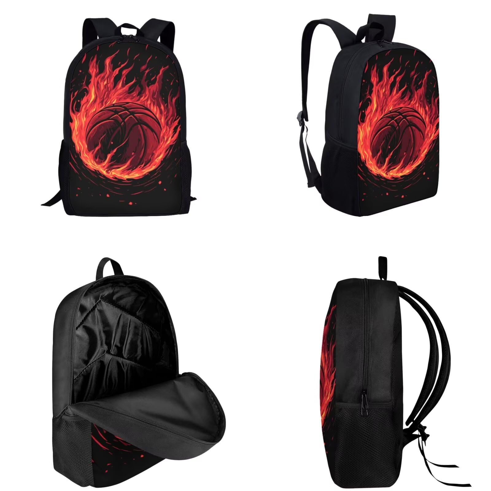 FANCOSAN Cool Basketball Pattern Kids Backpack Travel Rucksack School Bag + Lunch Box + Pencil Bag 3 Piece