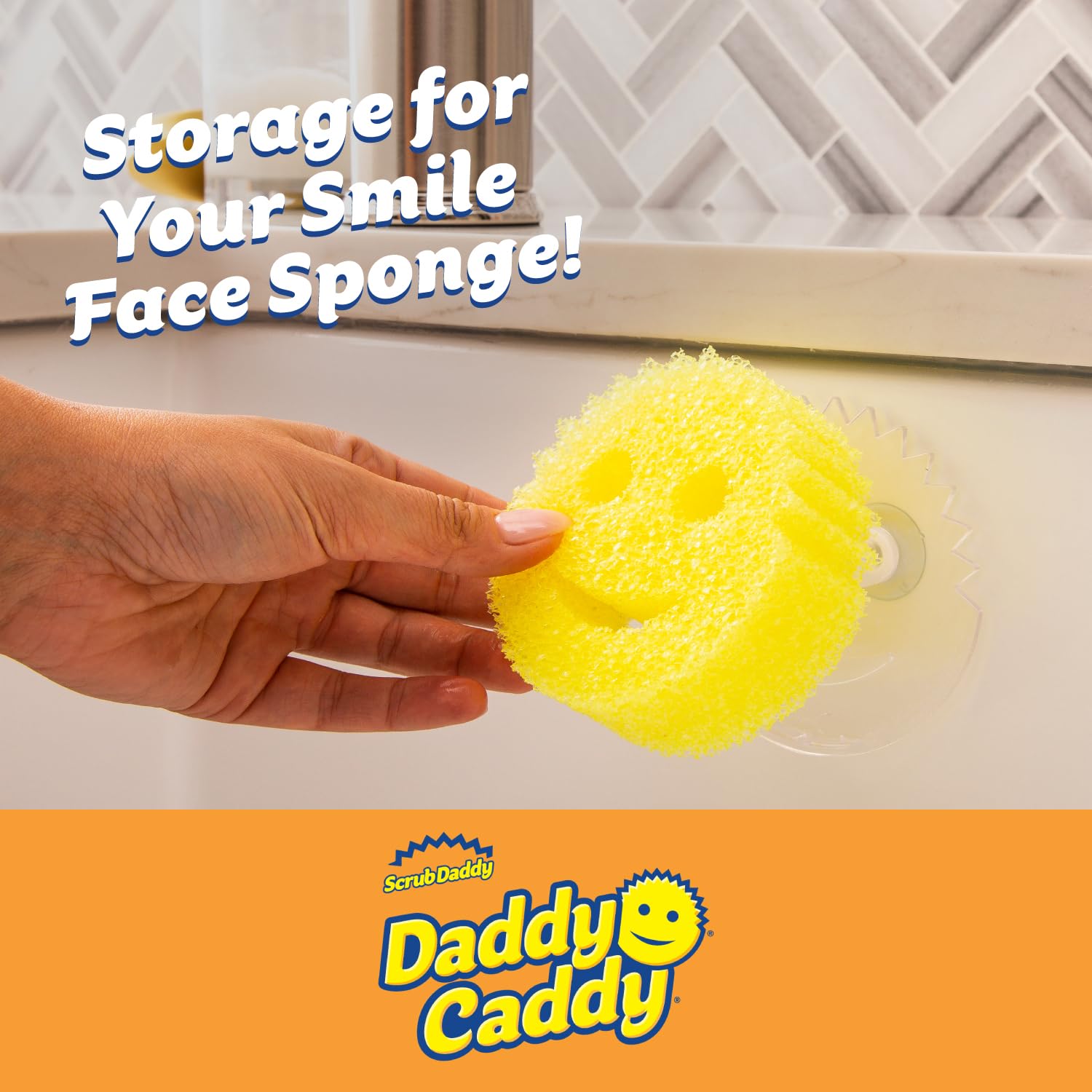 Scrub Daddy Sponge Holder - Daddy Caddy - Suction Sponge Holder for Smiley Face Sponge , Non-Slip Suction Cups, Sink Organizer for Kitchen and Bathroom, Self Draining, Dishwasher Safe - 1ct