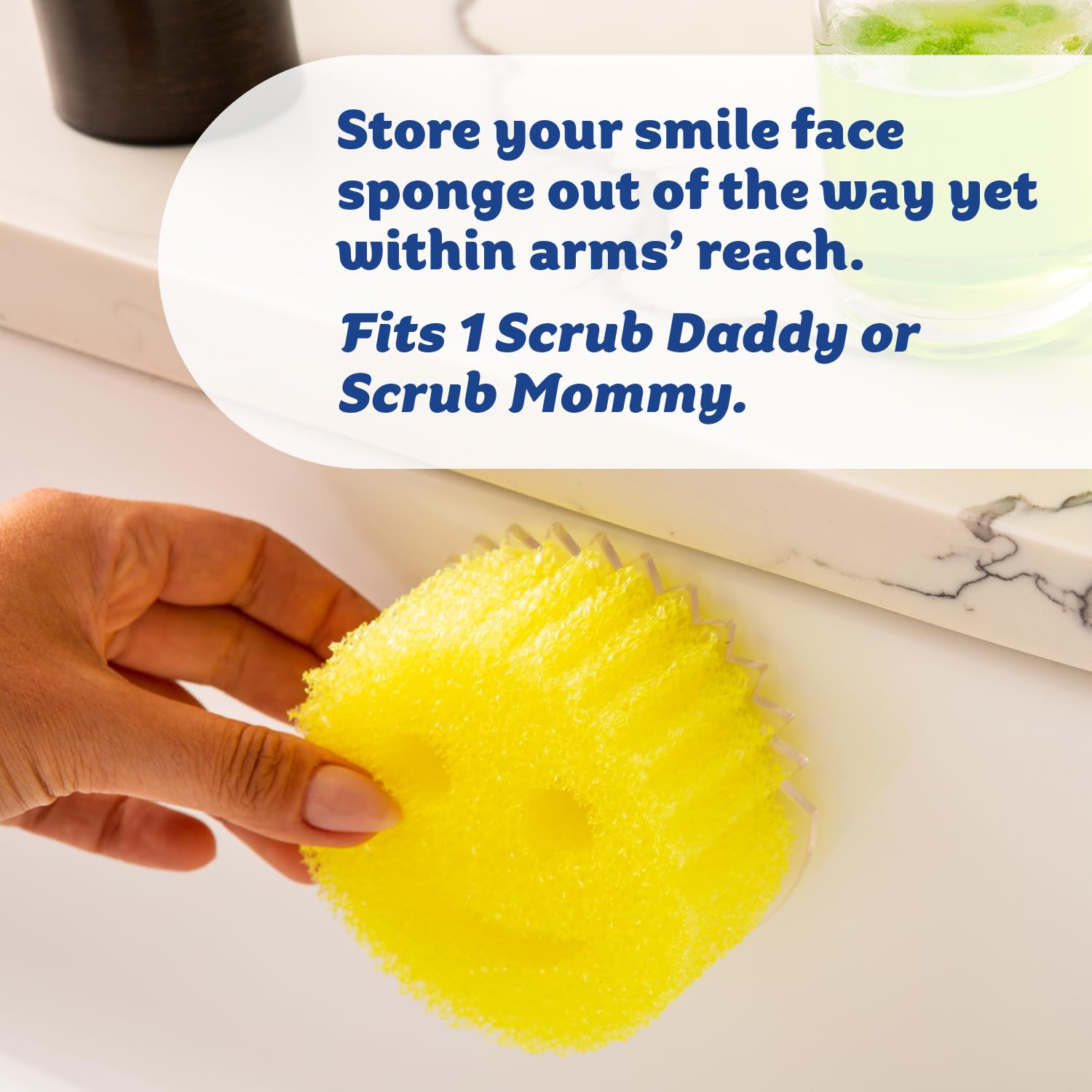 Scrub Daddy Sponge Holder - Daddy Caddy - Suction Sponge Holder for Smiley Face Sponge , Non-Slip Suction Cups, Sink Organizer for Kitchen and Bathroom, Self Draining, Dishwasher Safe - 1ct
