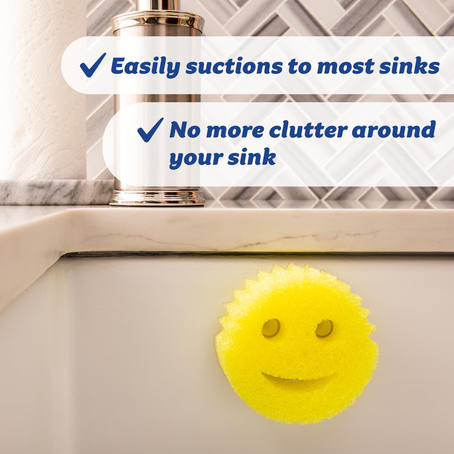 Scrub Daddy Sponge Holder - Daddy Caddy - Suction Sponge Holder for Smiley Face Sponge , Non-Slip Suction Cups, Sink Organizer for Kitchen and Bathroom, Self Draining, Dishwasher Safe - 1ct