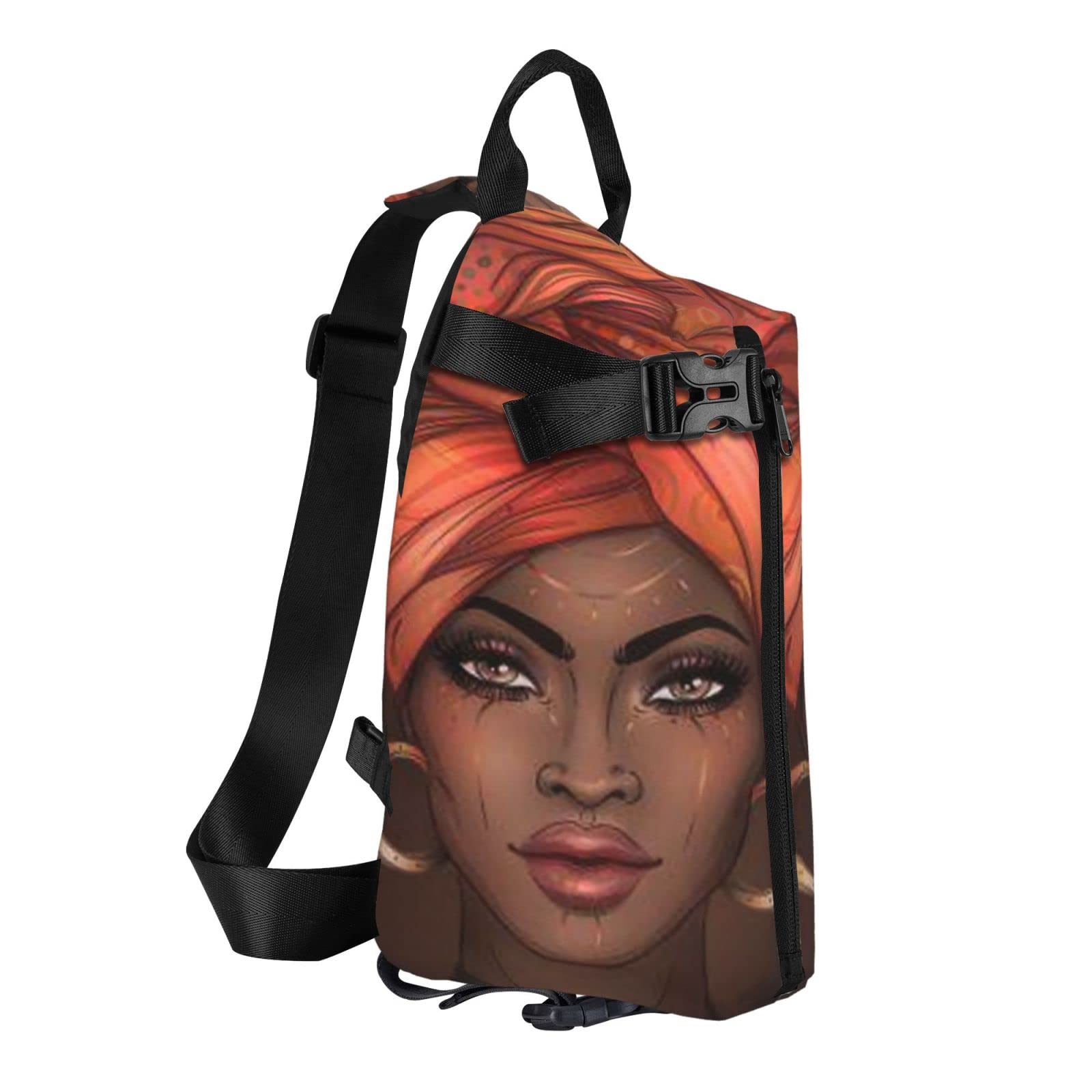 Ykklima African American Girl Pattern Sling Backpack Rope Crossbody Shoulder Bag for Men Women Travel Hiking Outdoor Daypack