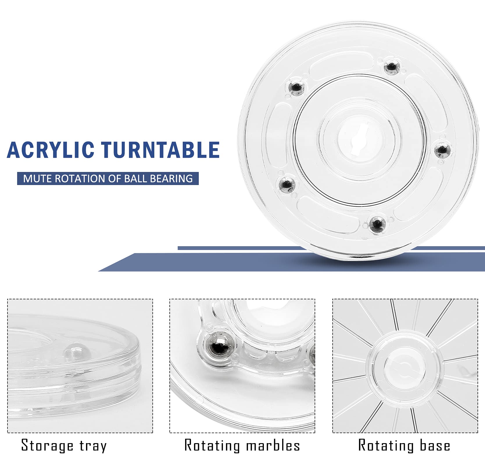 Zorveiio 6” Black Acrylic Turntable Organizer, Rotating Organizer Swivel Plate for Bathroom Kitchen Cabinet Table Spice Rack Cake Pantry