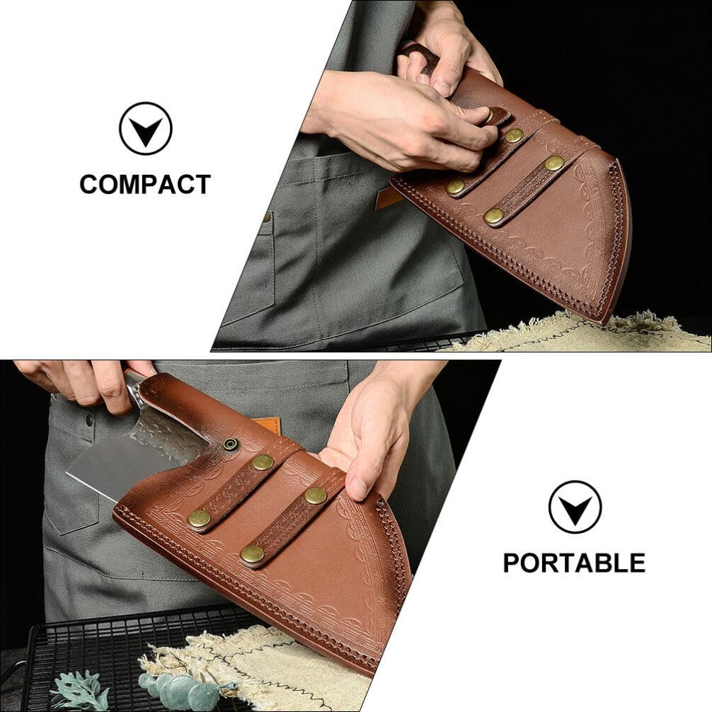 Cabilock PU Leather Meat Cleaver Sheath Waterproof Wide Knife Cover Butcher Chef Knife Guards Kitchen Knives Blades Protector