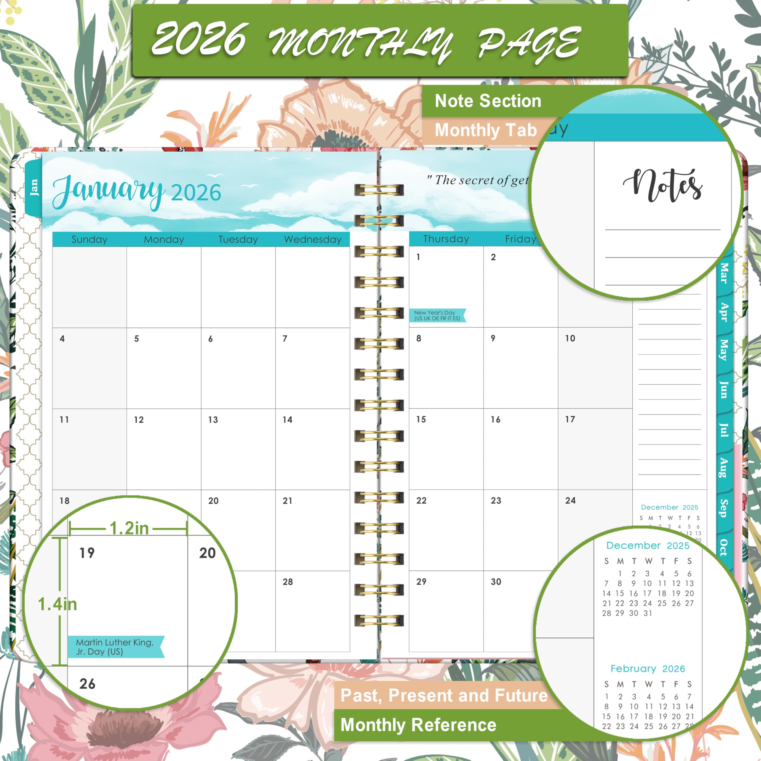 2023-2024 Planner – Jul 2023 – Jun 2024, Weekly & Monthly Academic Planner 2023-2024, 6.4" x 8.5" with Tabs, Flexible Hardcover, Thick Paper, Strong Binding, Back Pocket, Inspirational Quotes & Notes