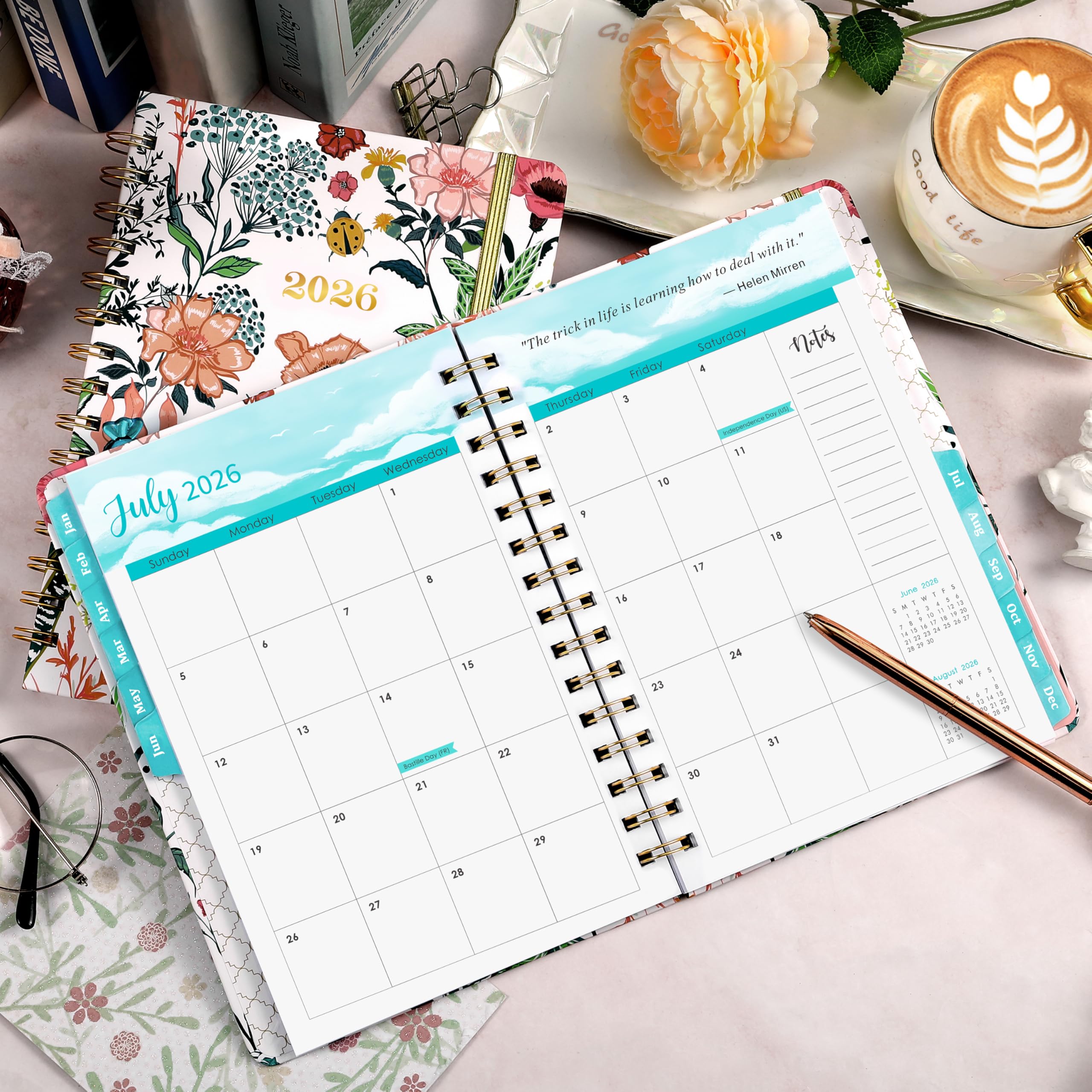 2023-2024 Planner – Jul 2023 – Jun 2024, Weekly & Monthly Academic Planner 2023-2024, 6.4" x 8.5" with Tabs, Flexible Hardcover, Thick Paper, Strong Binding, Back Pocket, Inspirational Quotes & Notes