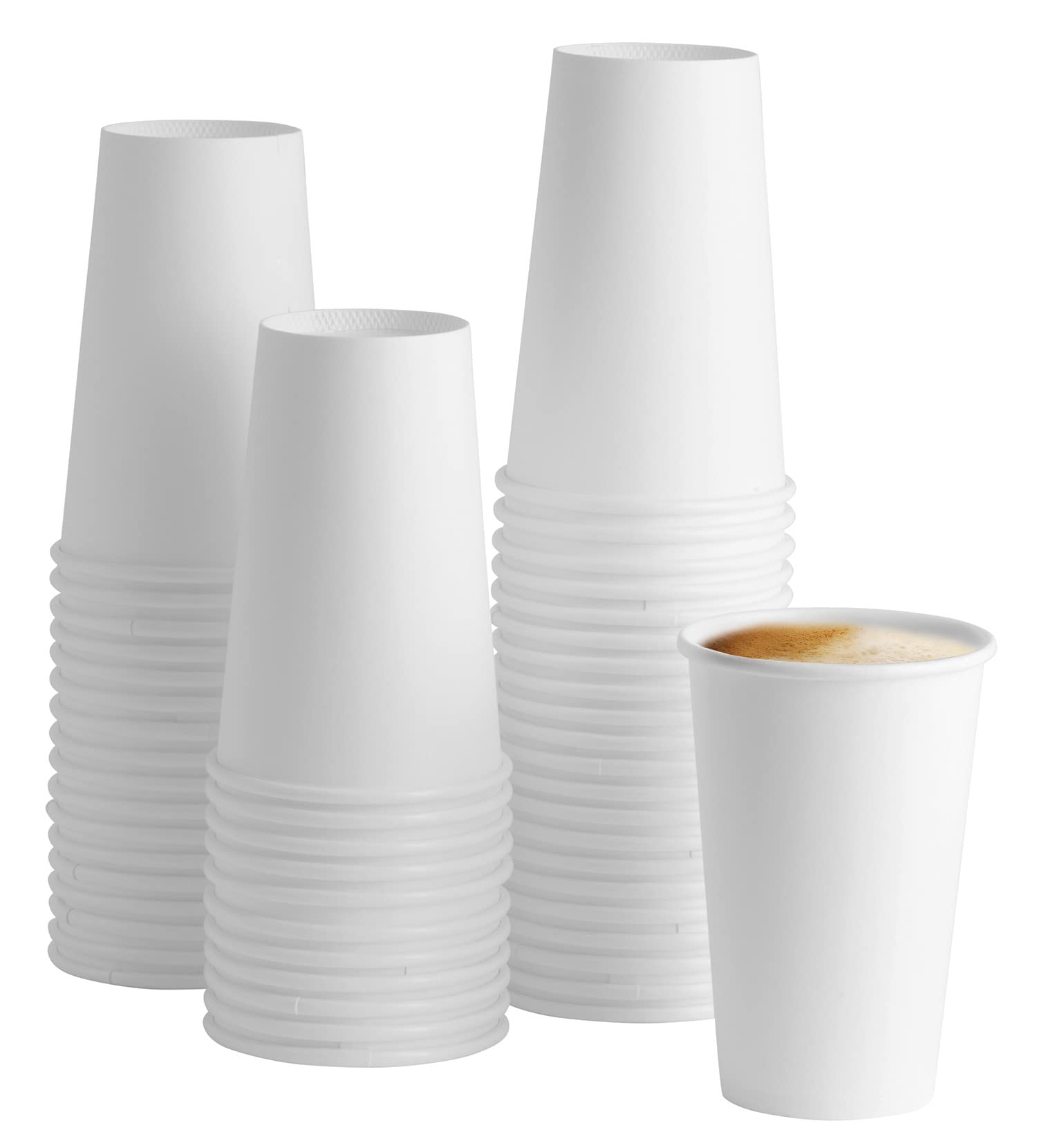 [100 Pack] 16 oz. White Paper Hot Cups - Coffee Cups