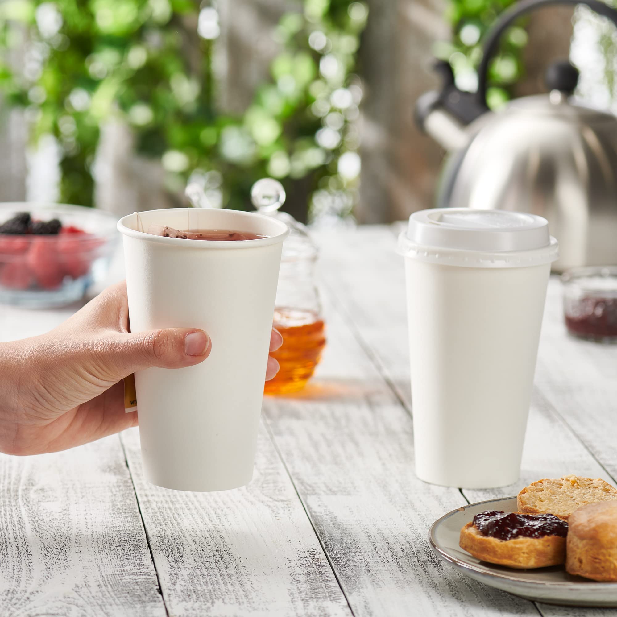 [100 Pack] 16 oz. White Paper Hot Cups - Coffee Cups