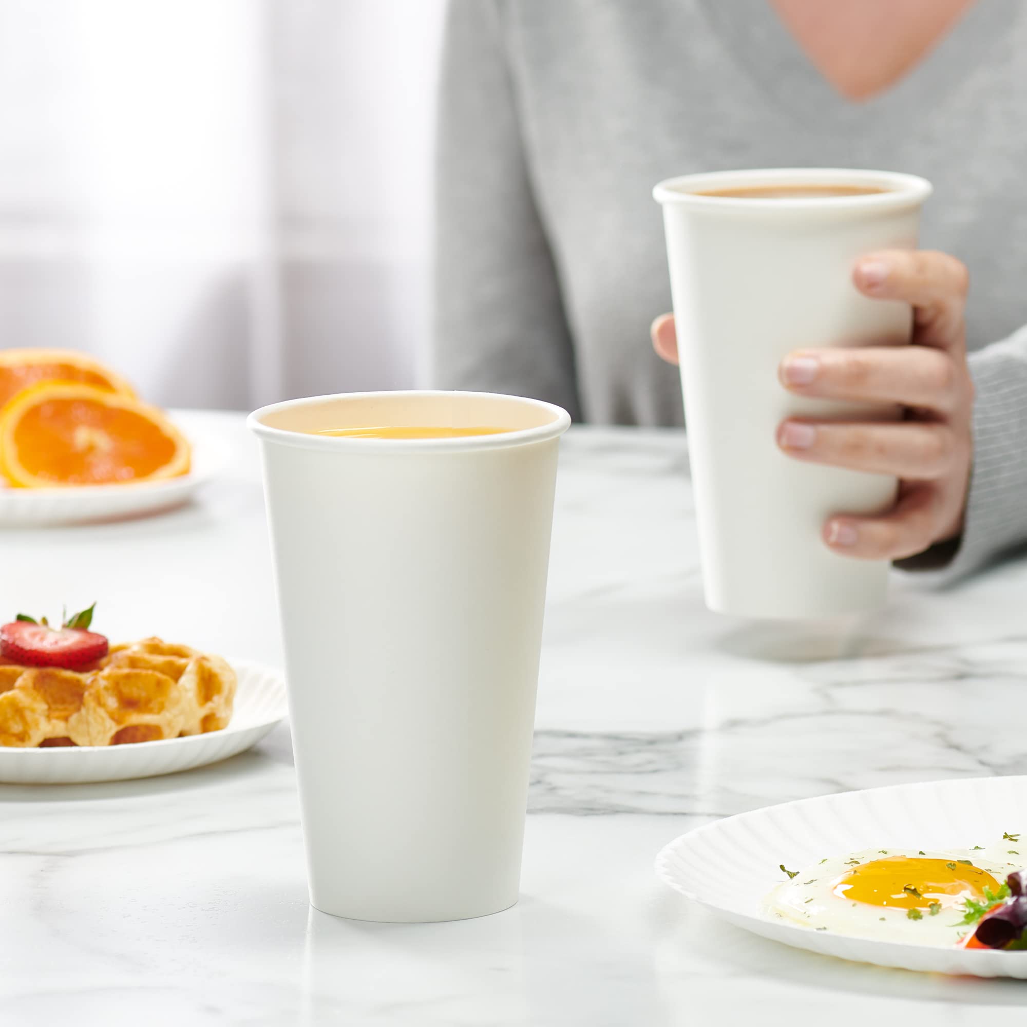 [100 Pack] 16 oz. White Paper Hot Cups - Coffee Cups