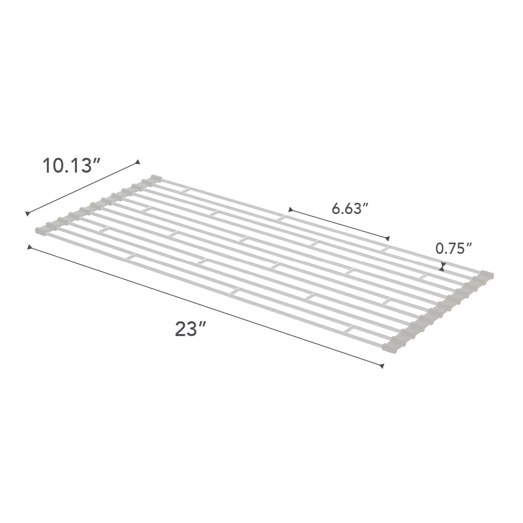 YAMAZAKI Dish Home Folding Sink Rack | Steel | Large | Drainer Tray, White