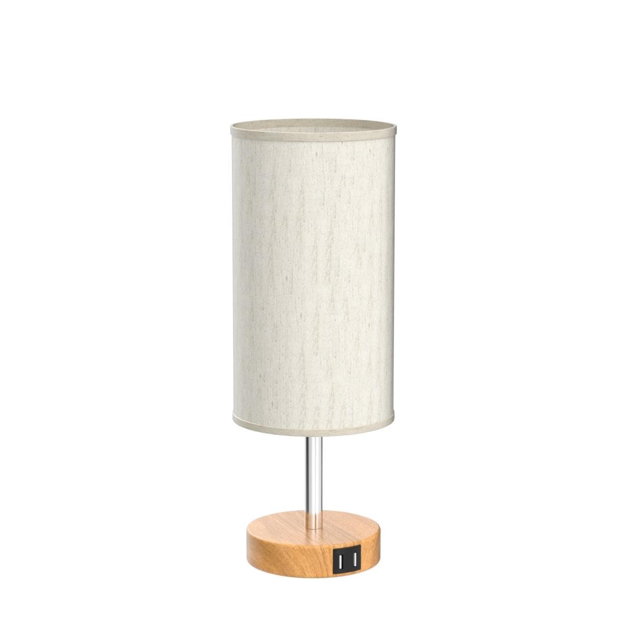 Yarra-Decor Bedside Lamp with USB Port - Touch Control Table Lamp for Bedroom Wood 3 Way Dimmable Nightstand Lamp with Round Flaxen Fabric Shade for Living Room, Dorm, Home Office (LED Bulb Included)