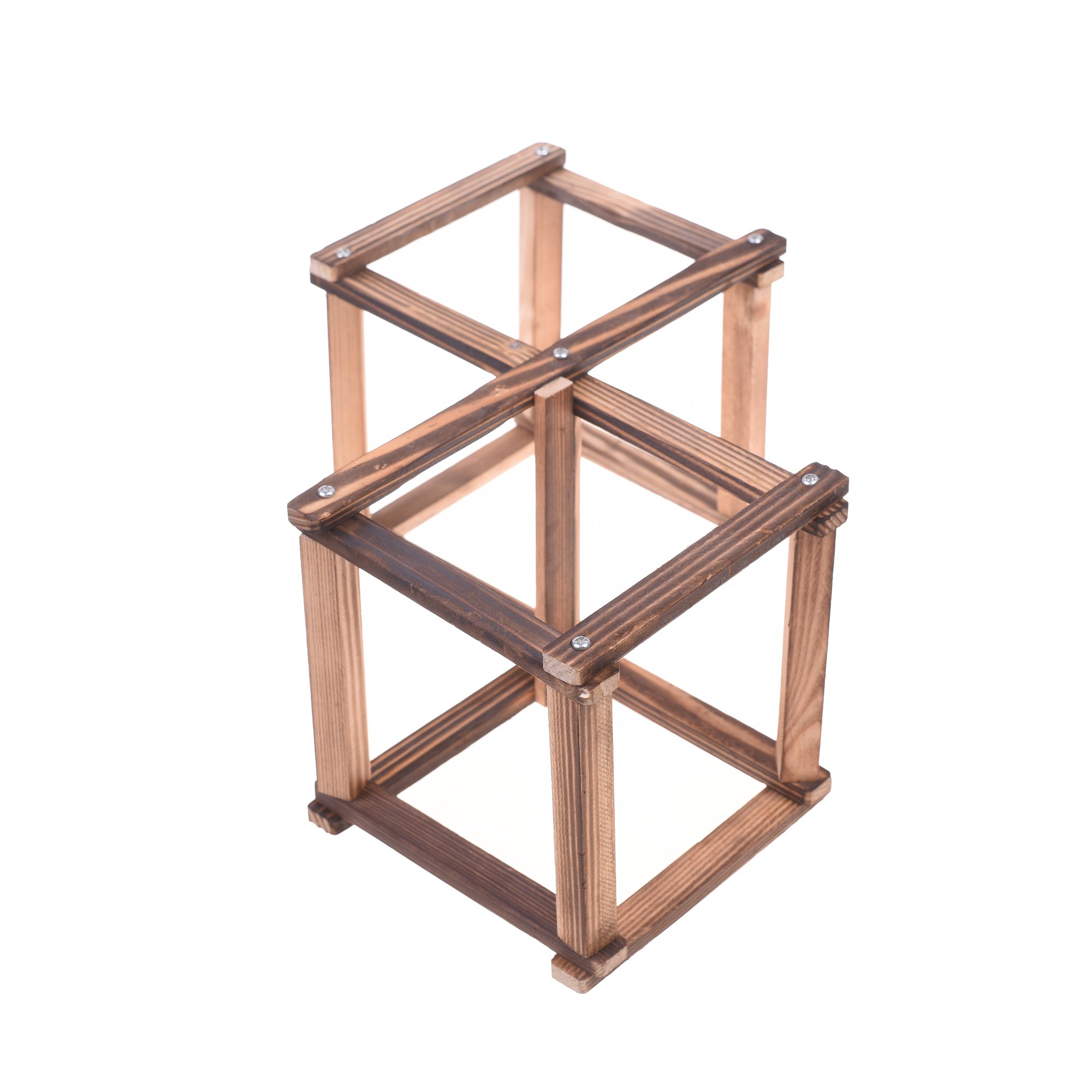 Beautyflier Creative Wood Foldable Rhombus Shaped Countertop 3 Bottles Wine Rack Organizer Display Shelf