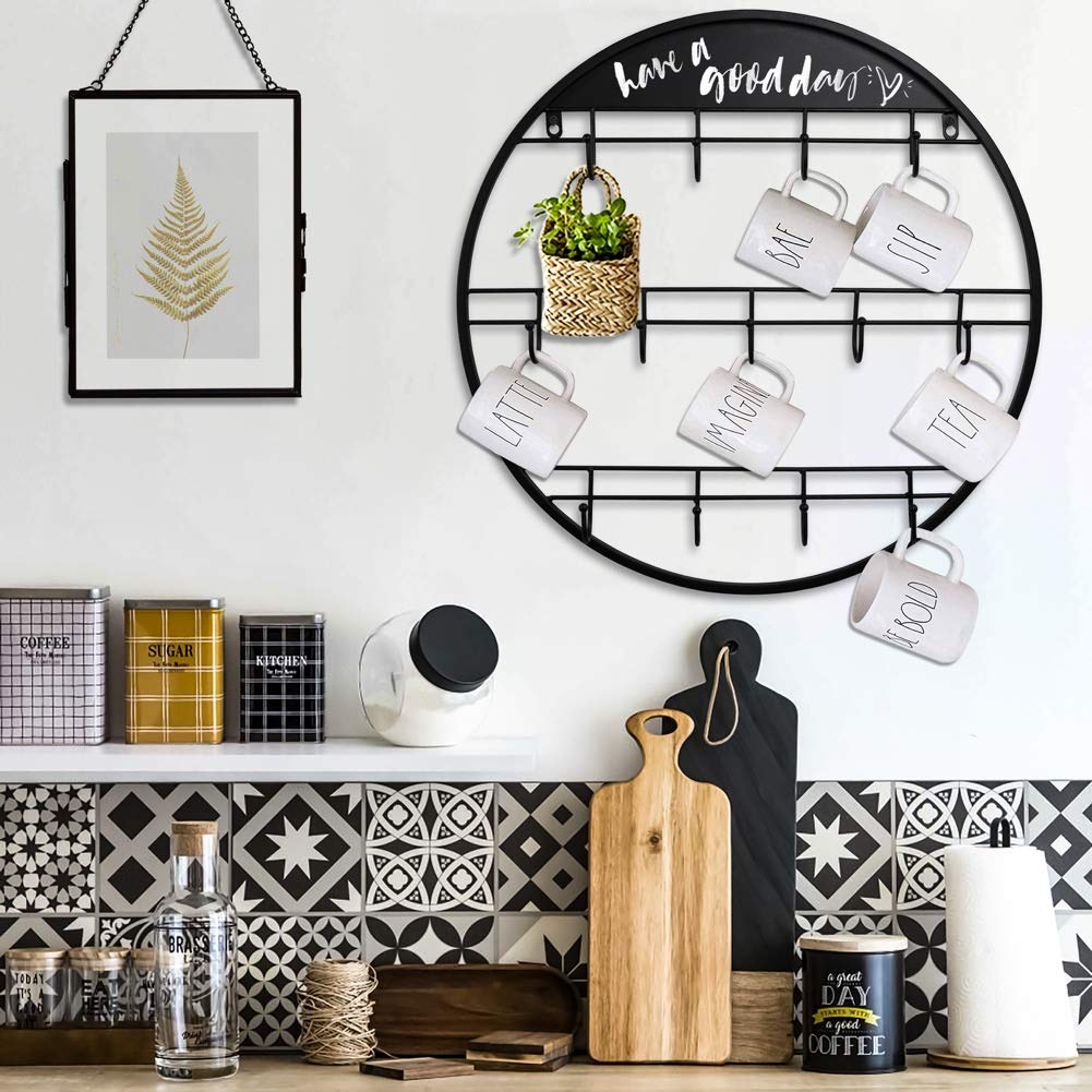 AJART Coffee Mug Rack (22.8"/13 Hooks) Large Organizers and Storage Coffee Mug Holder Wall Mounted