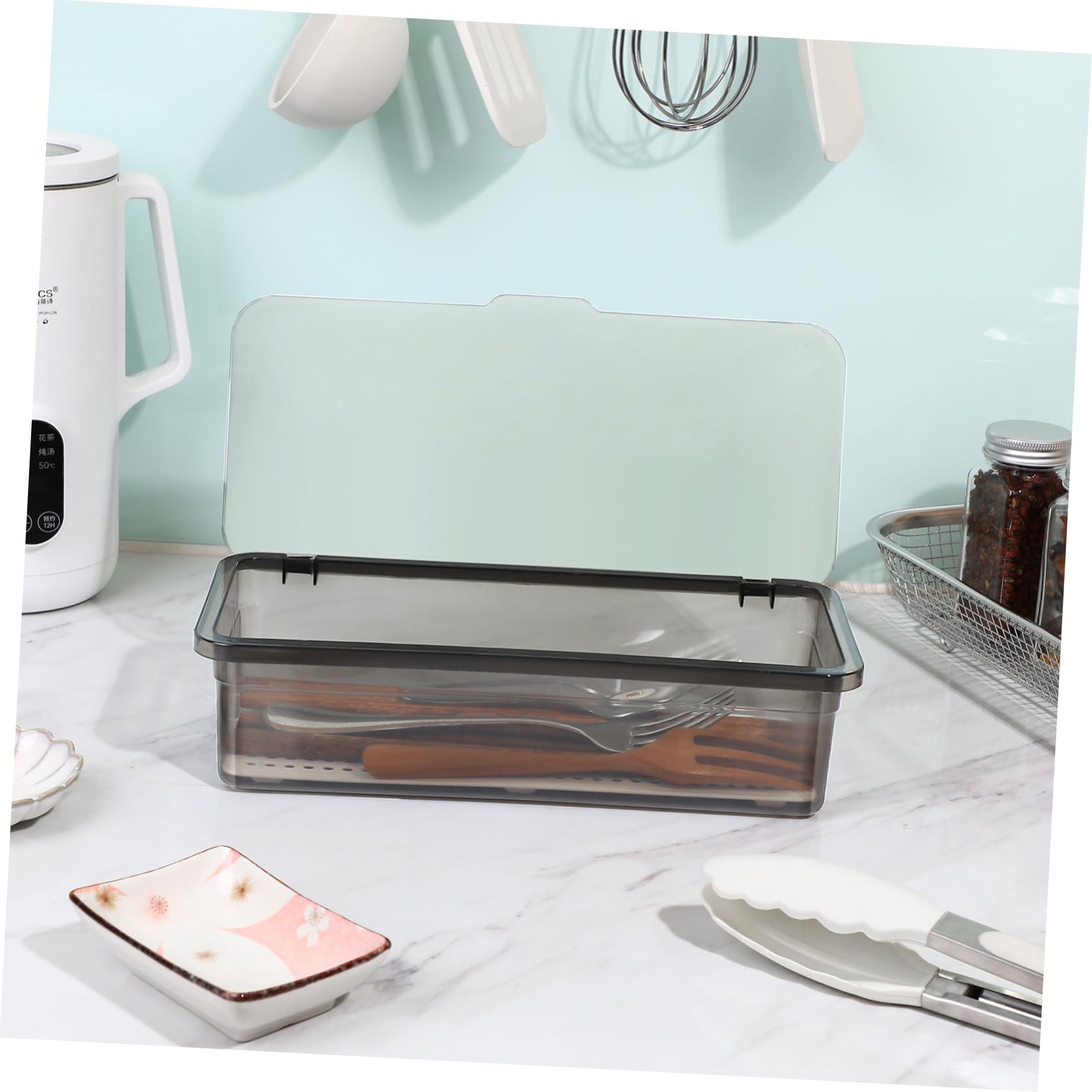 Cabilock Kitchen Drawer Organizer With Lid:3 Pcs Flatware Tray Silverware Tray Kitchen Cutlery Tray and Utensil Storage Container for Flatware and Silverware