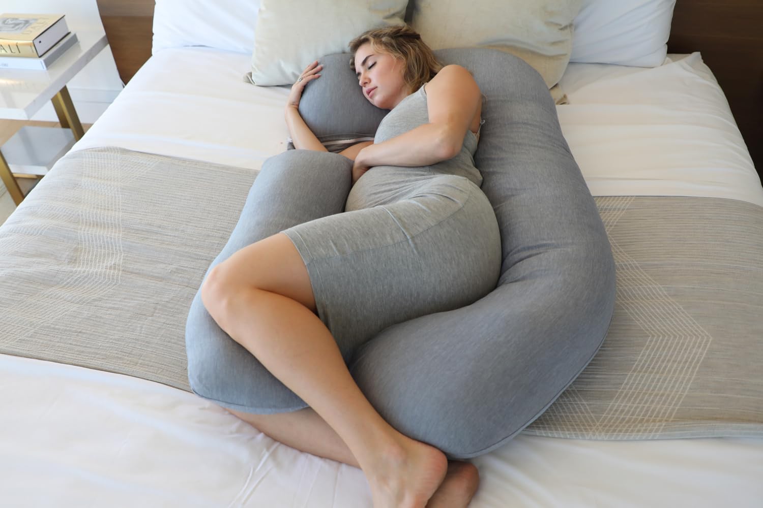 Pharmedoc Pregnancy Pillows, U-Shape Full Body Pillow β Cooling Cover Dark Grey β Pregnancy Pillows for Sleeping β Body Pillows for Adults, Maternity Pillow and Pregnancy Must Haves