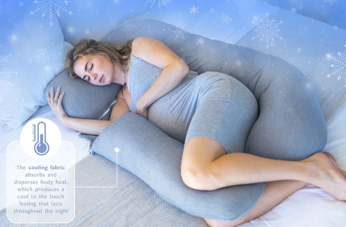 Pharmedoc Pregnancy Pillows, U-Shape Full Body Pillow β Cooling Cover Dark Grey β Pregnancy Pillows for Sleeping β Body Pillows for Adults, Maternity Pillow and Pregnancy Must Haves
